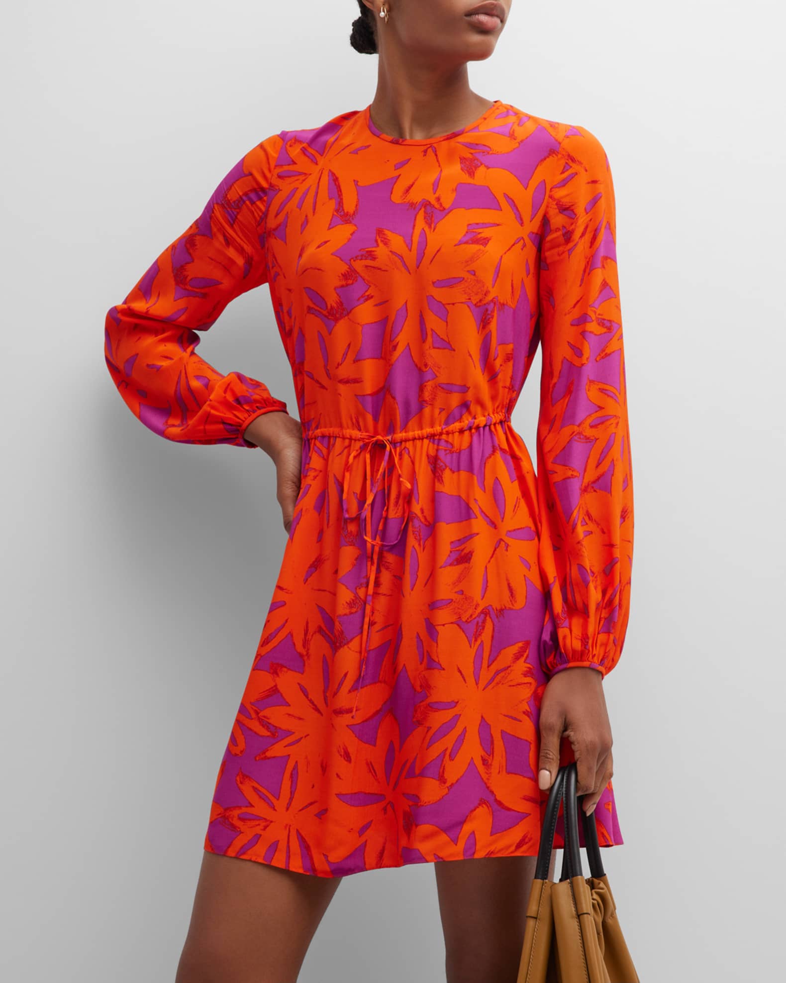 Diane von Furstenberg Sydney Floral-Print Long-Sleeve Mini Dress ...
