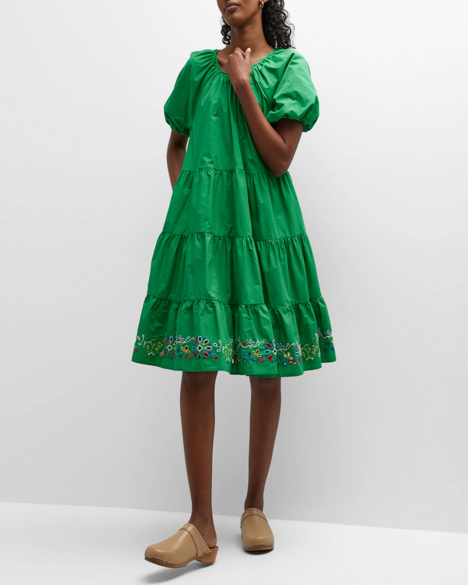 JWLA for Johnny Was Amanza Tiered Puff-Sleeve Eyelet Mini Dress ...