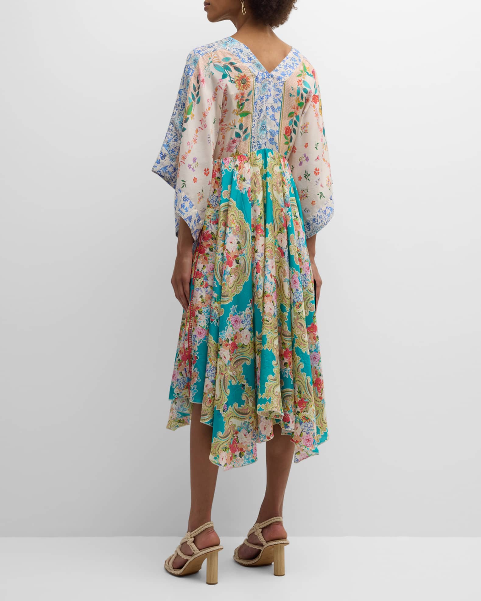 Johnny Was Rivoray Cyrene Floral-Print Empire Midi Dress | Neiman Marcus