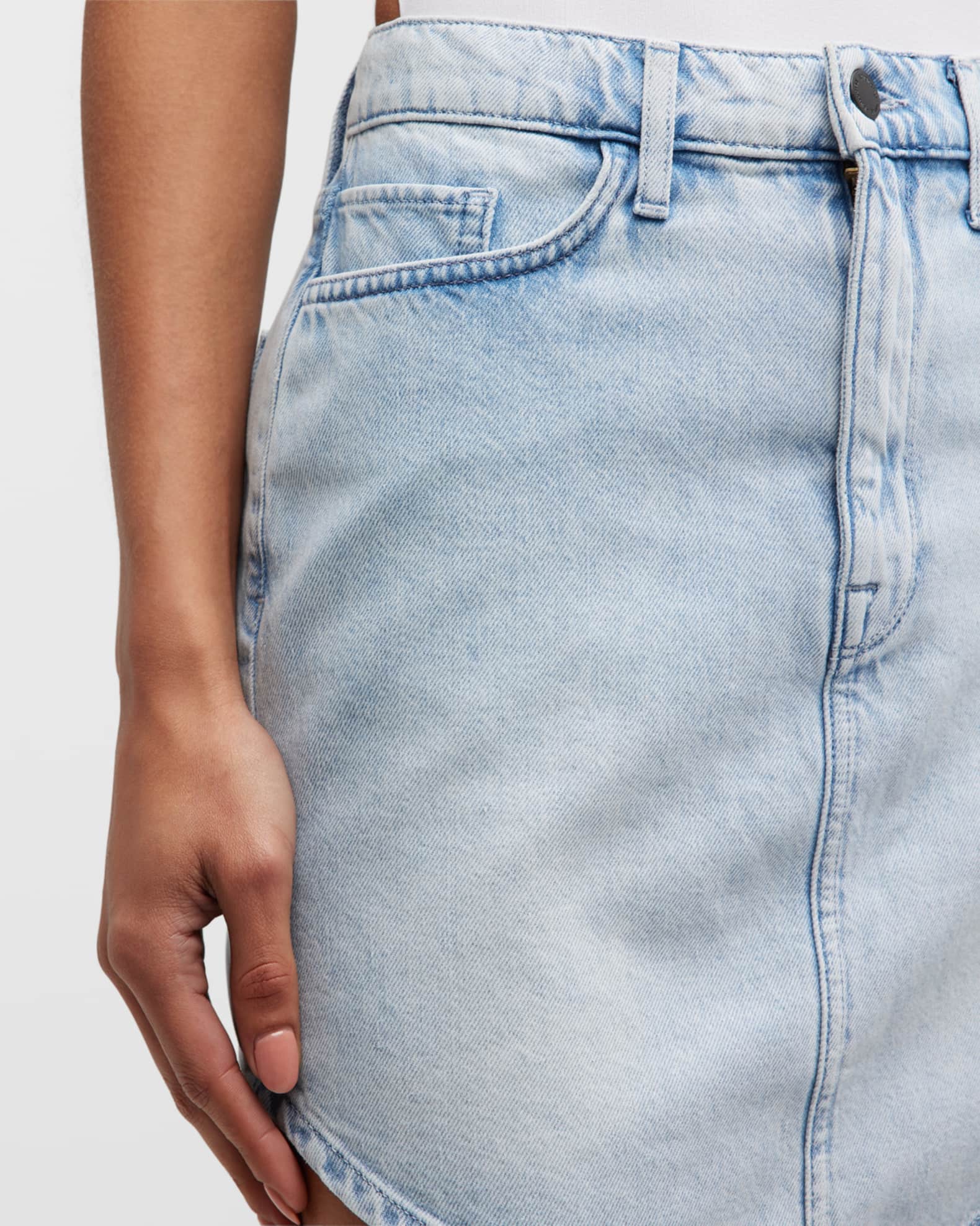 Triarchy Ms. Hart Denim Petal-Hem Mini Skirt | Neiman Marcus