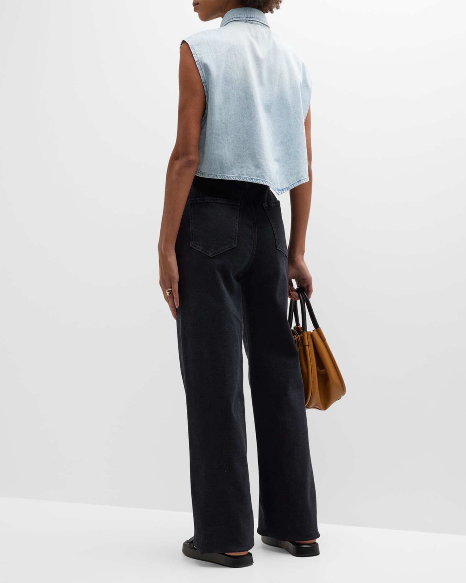 Triarchy Ms. Hart Petal-Hem Cropped Denim Shirt | Neiman Marcus