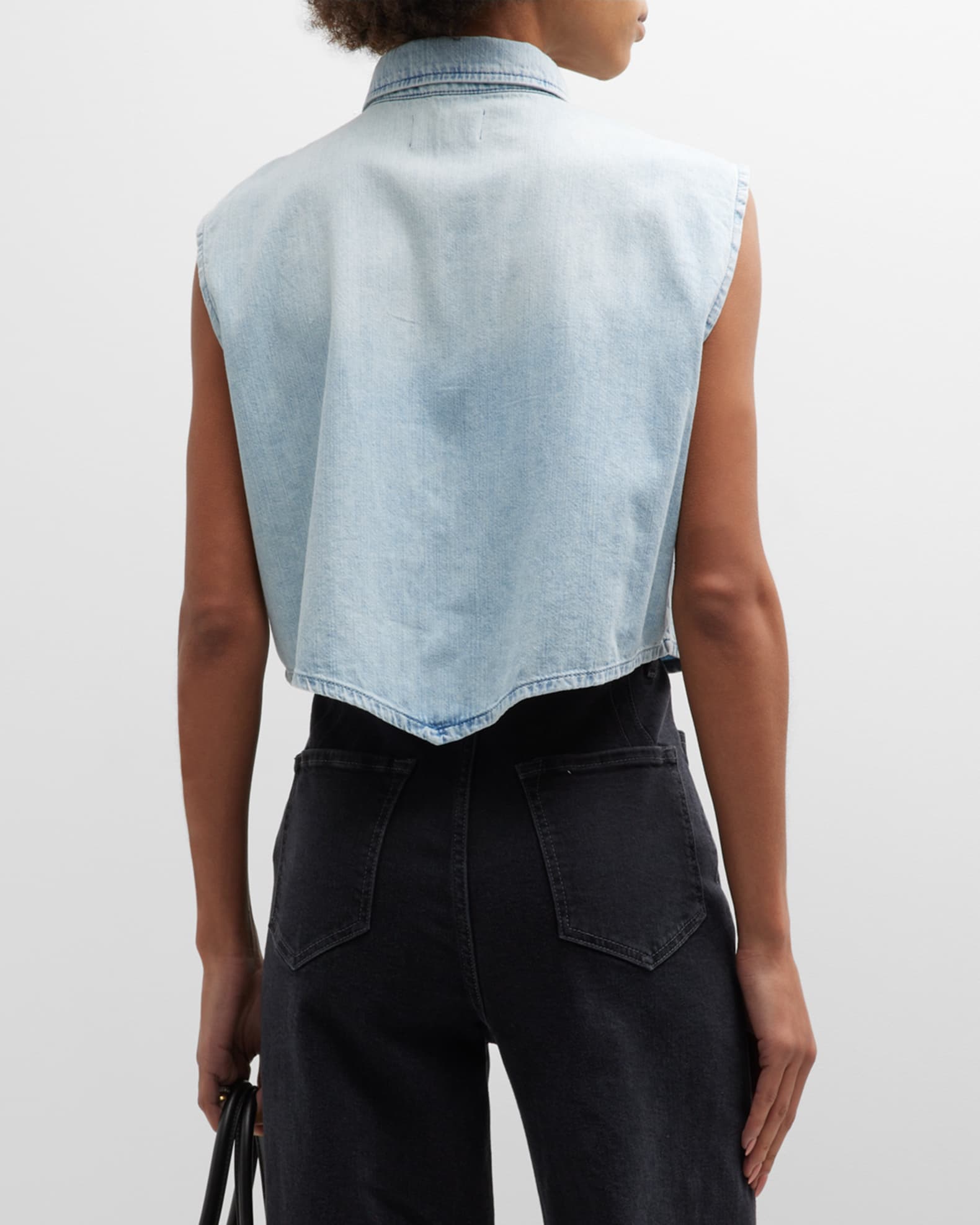 Triarchy Ms. Hart Petal-Hem Cropped Denim Shirt | Neiman Marcus