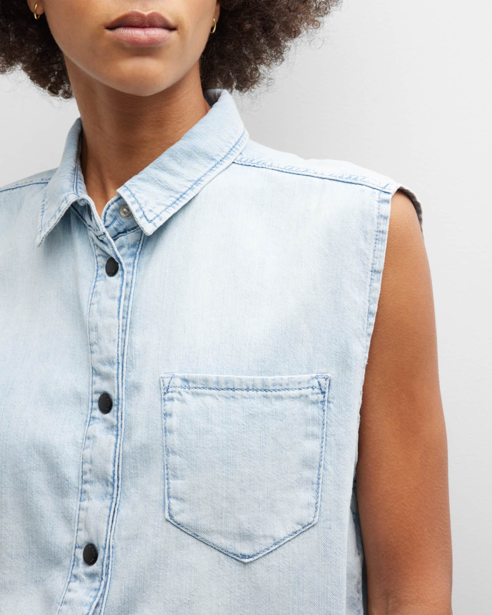 Triarchy Ms. Hart Petal-Hem Cropped Denim Shirt | Neiman Marcus