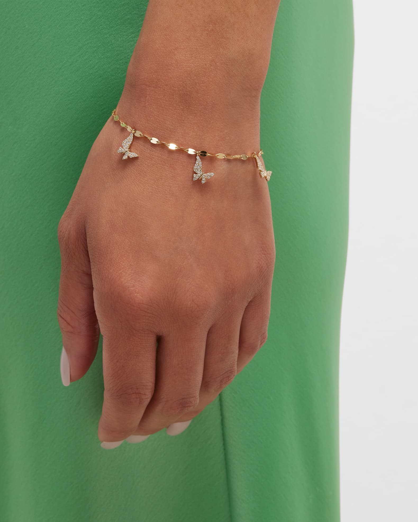 LANA 14K Mega Blake Flawless 3-Butterfly Anklet | Neiman Marcus