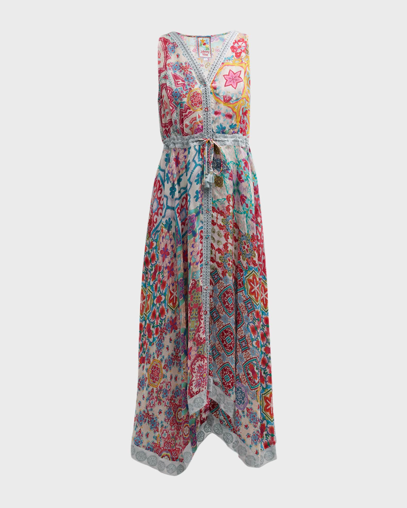 Johnny Was Zevele Vanessa Geo-Print A-Line Midi Dress | Neiman Marcus
