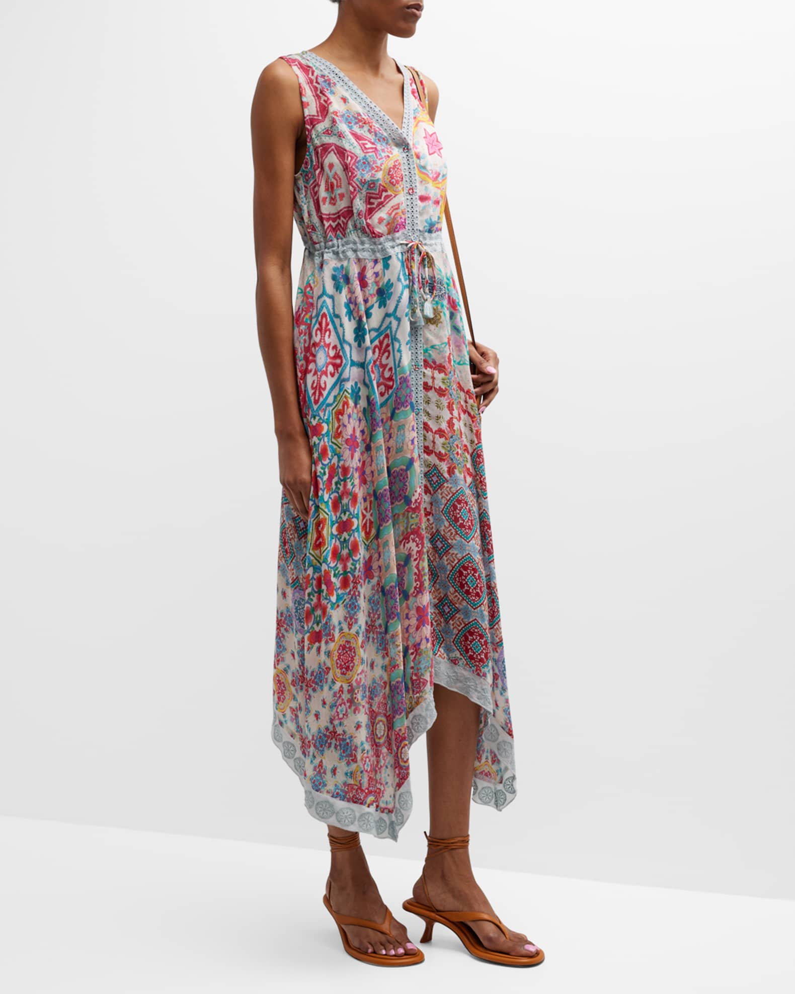 Johnny Was Zevele Vanessa Geo-Print A-Line Midi Dress | Neiman Marcus