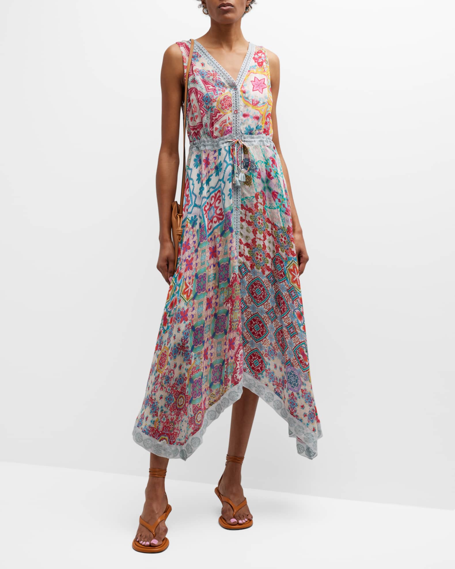 Johnny Was Zevele Vanessa Geo-Print A-Line Midi Dress | Neiman Marcus