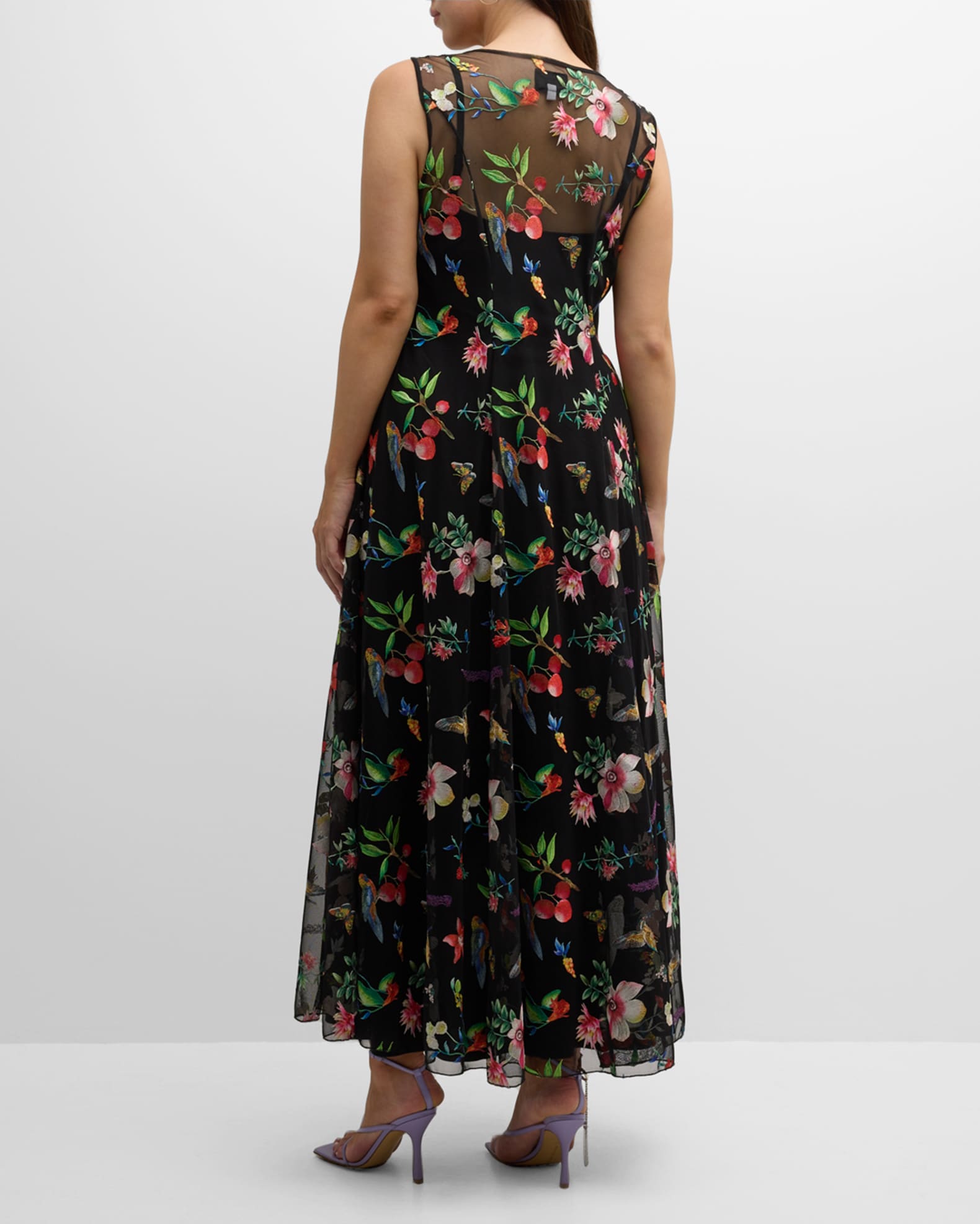 Johnny Was Plus Size Emilda Embroidered Mesh Maxi Dress | Neiman Marcus