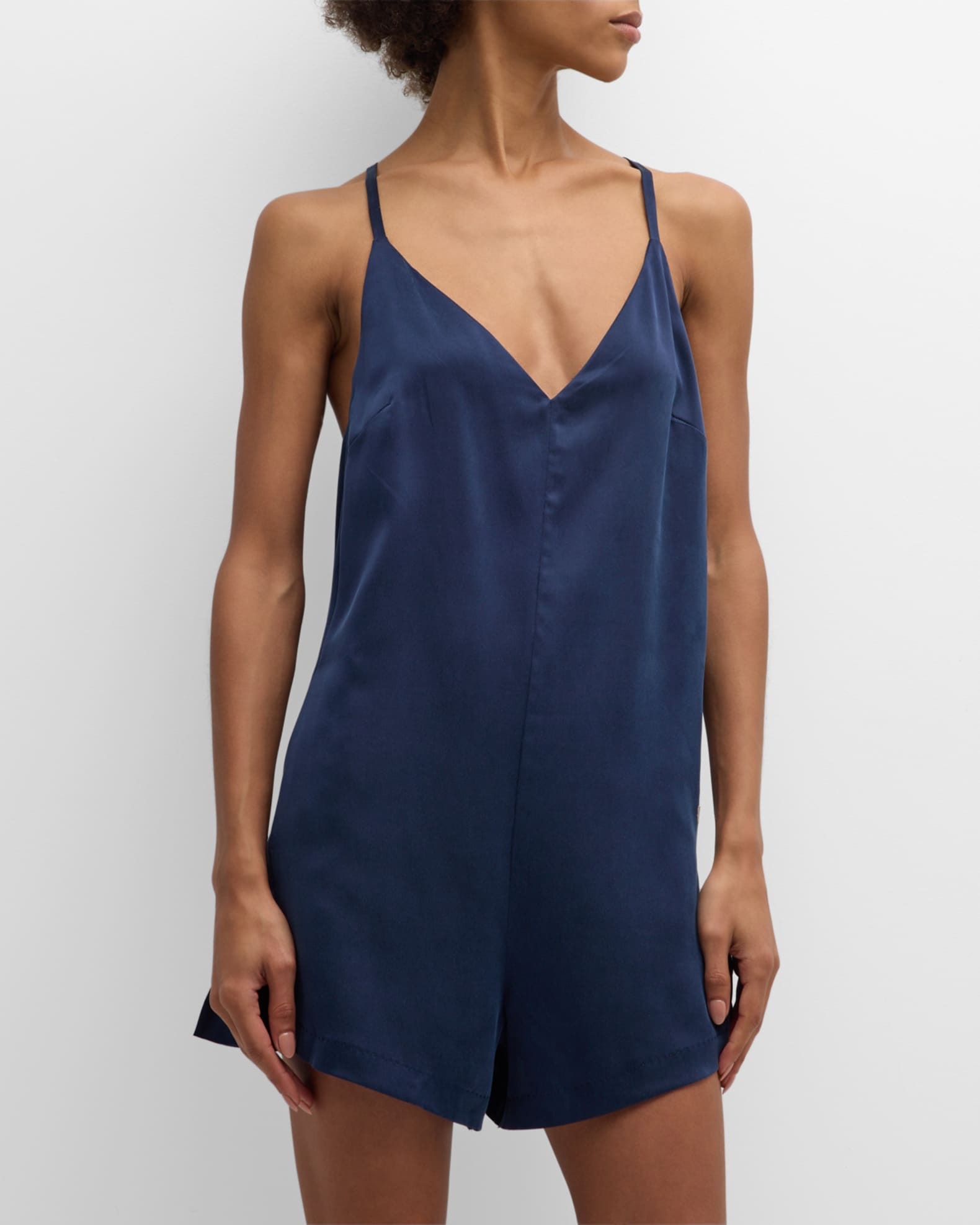 Lunya Sleeveless Washable Silk Romper | Neiman Marcus