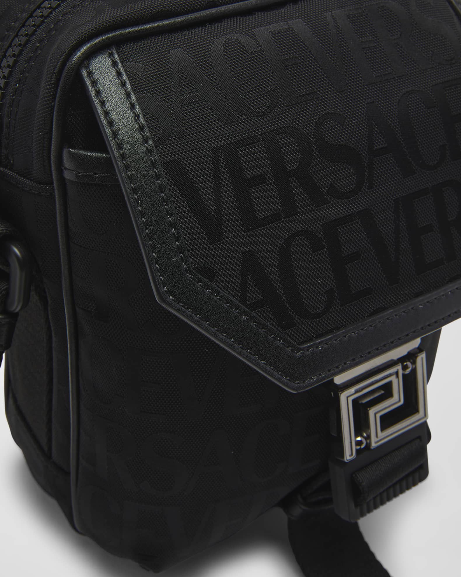Versace Men's Fabric Logo Messenger Bag | Neiman Marcus