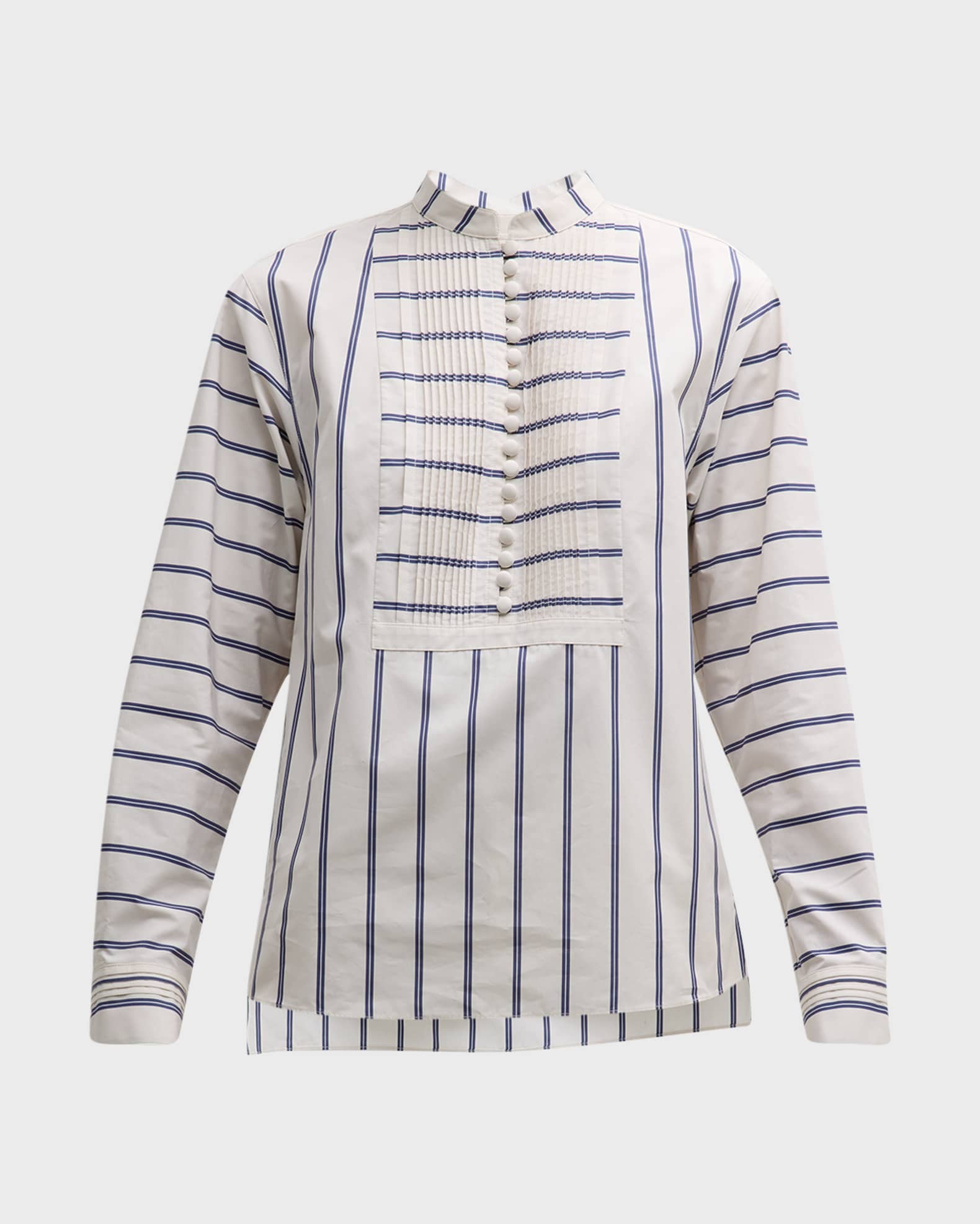 Lafayette 148 New York Striped Pintuck Button-Down Blouse | Neiman Marcus