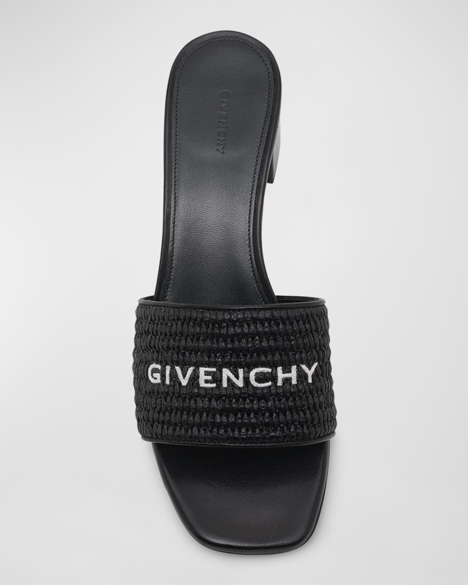 Givenchy 4G Embroidered Raffia Mule Sandals | Neiman Marcus