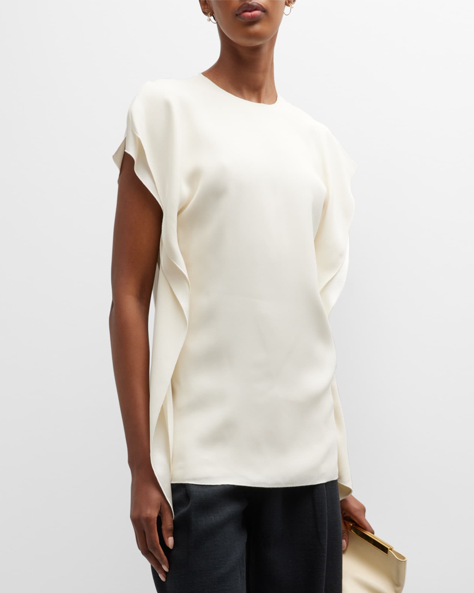 Toteme Side Drape Crepe Top | Neiman Marcus