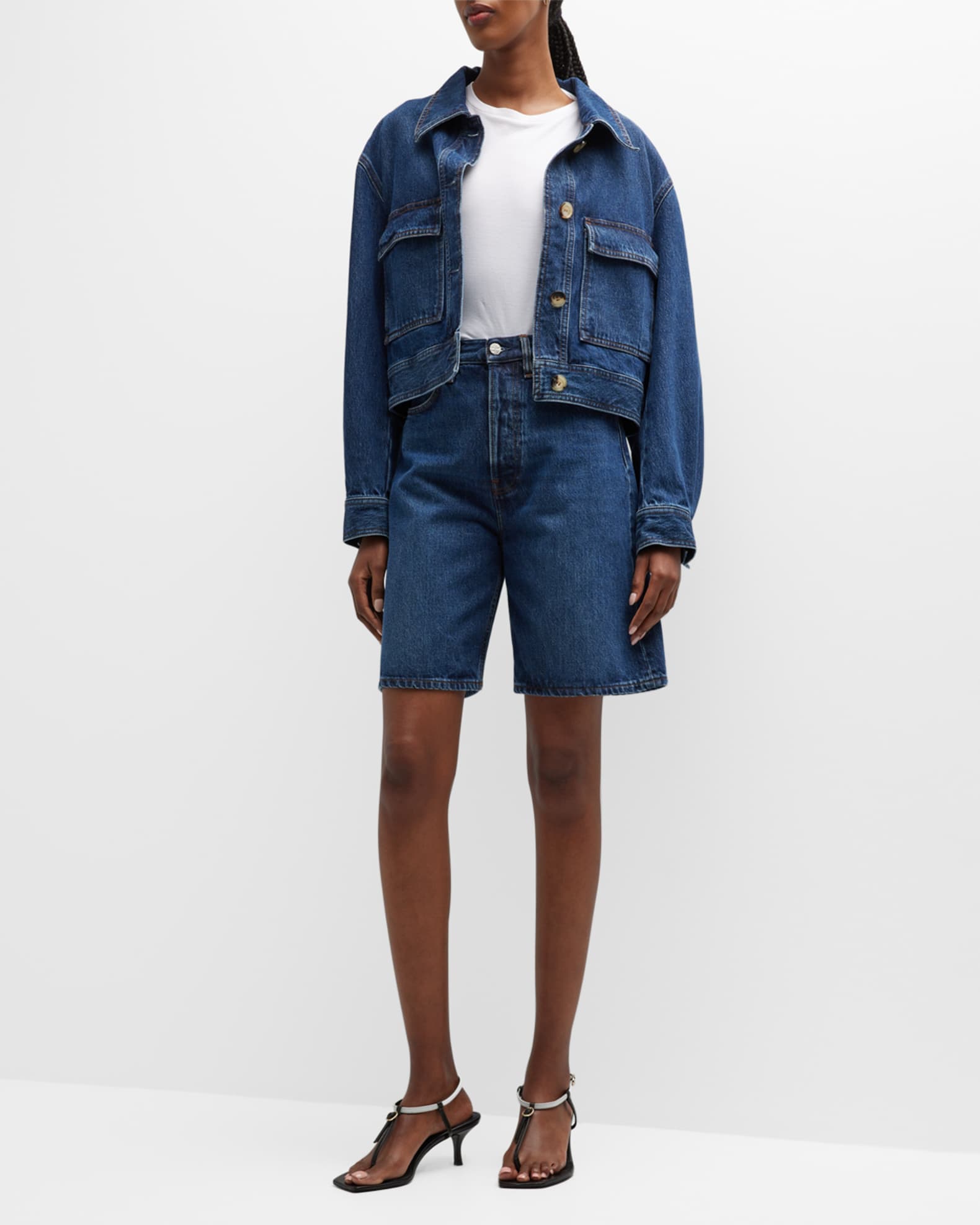 Toteme Classic Denim Bermuda Shorts | Neiman Marcus