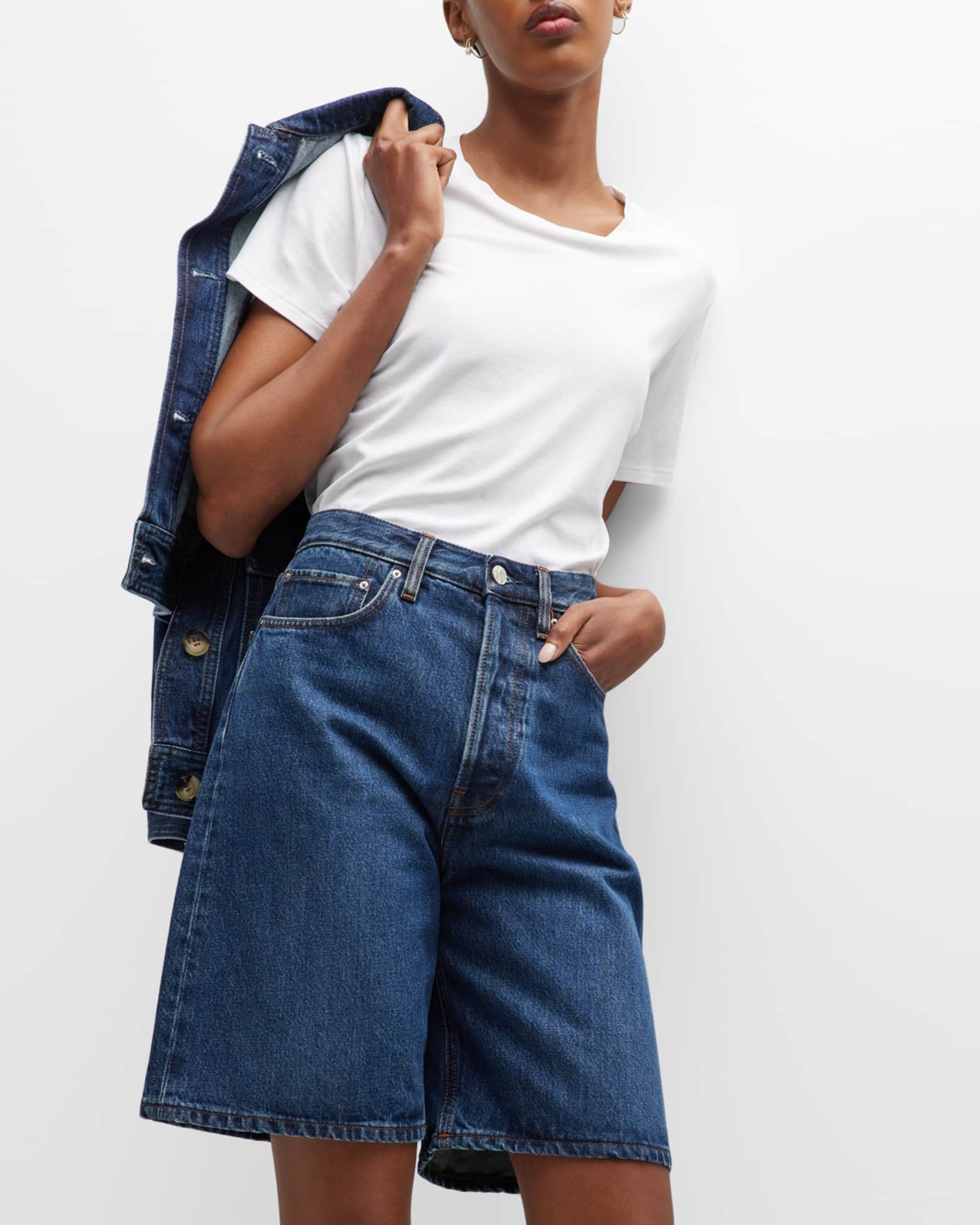 Toteme Classic Denim Bermuda Shorts | Neiman Marcus