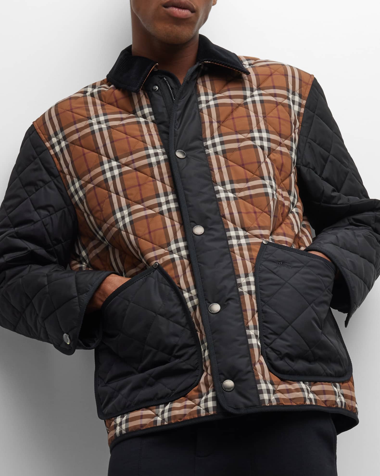 Burberry Men's Weavervale Check Quilted Jacket | Neiman Marcus