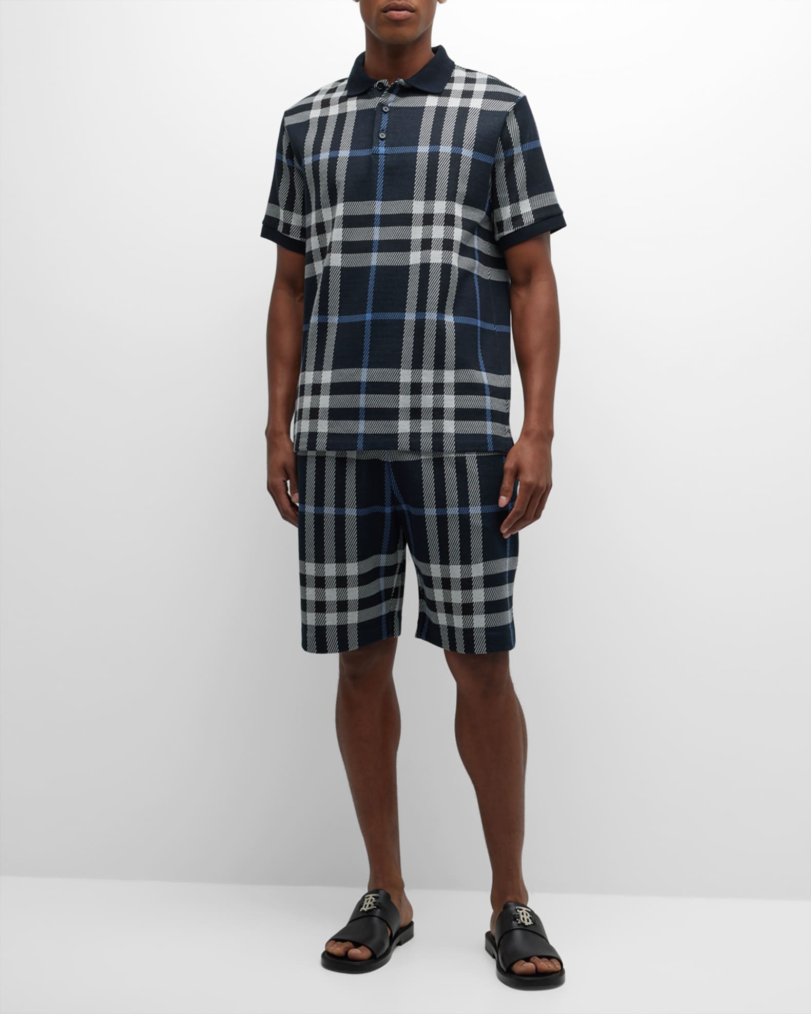 Burberry Men's Ferry Knit Check Polo Shirt | Neiman Marcus