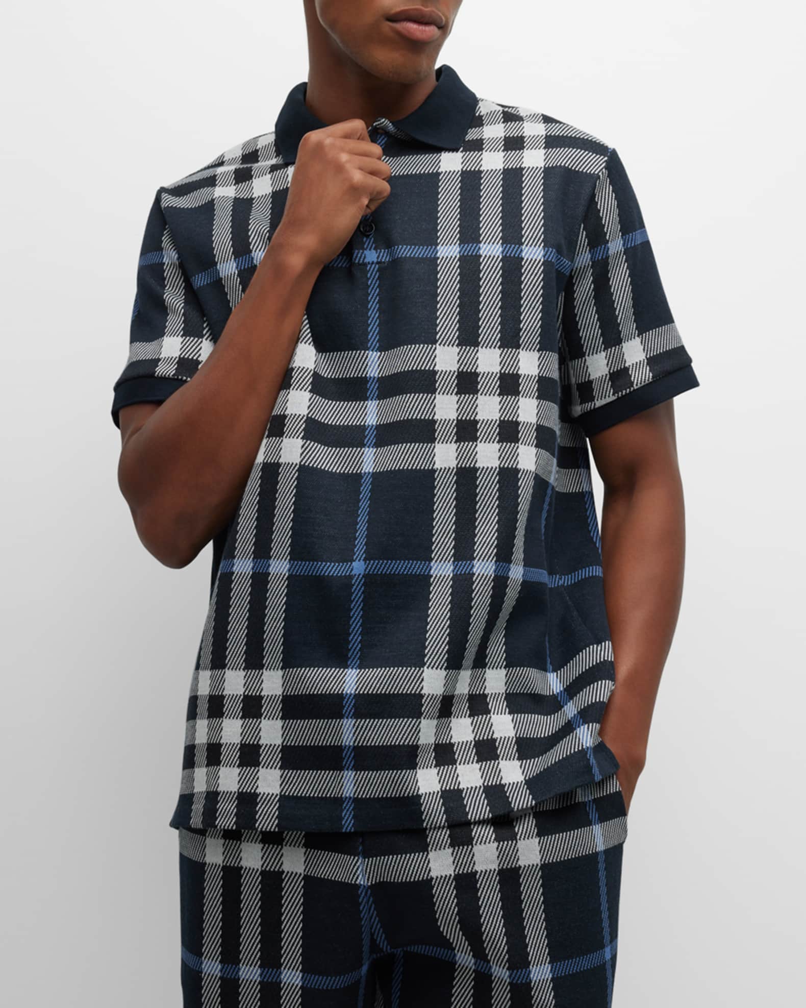 Burberry Men's Ferry Knit Check Polo Shirt | Neiman Marcus