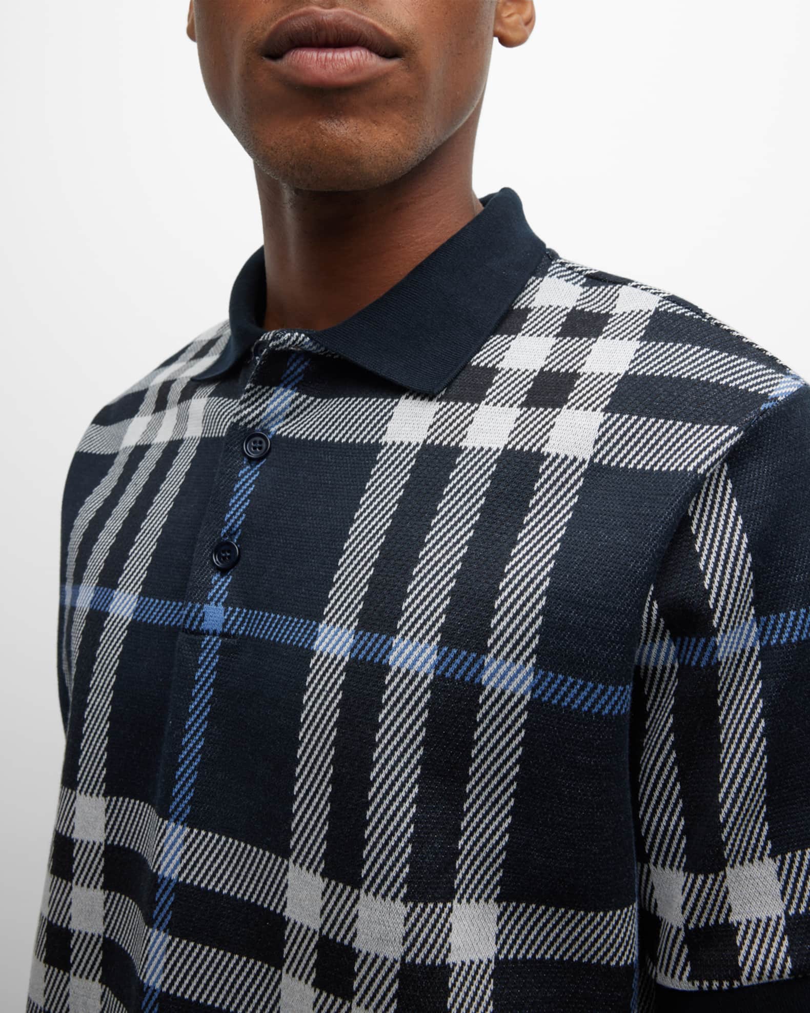 Burberry Men's Ferry Knit Check Polo Shirt | Neiman Marcus