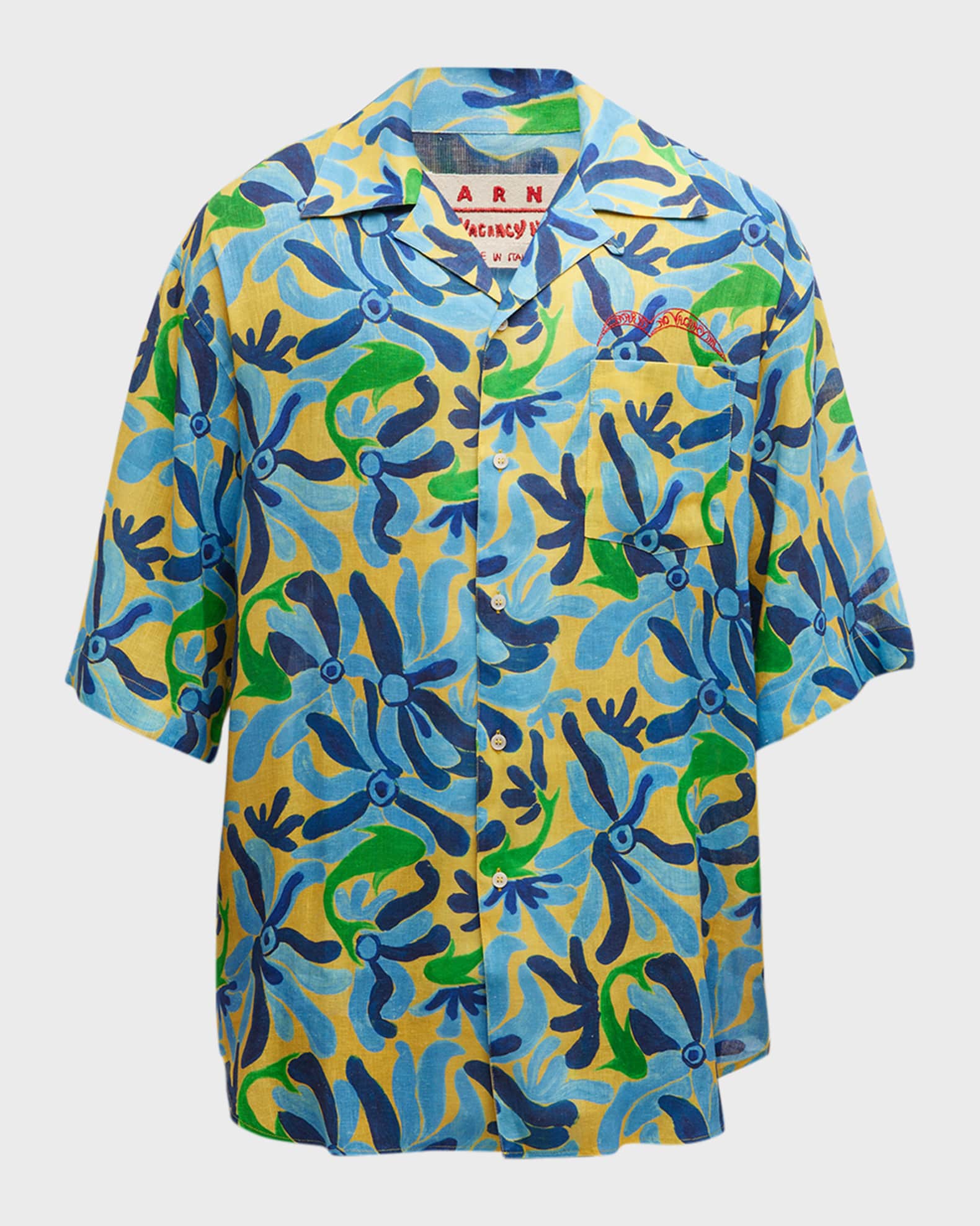 Marni x No Vacancy Inn Men's Chippy Fishes Camp Shirt | Neiman Marcus