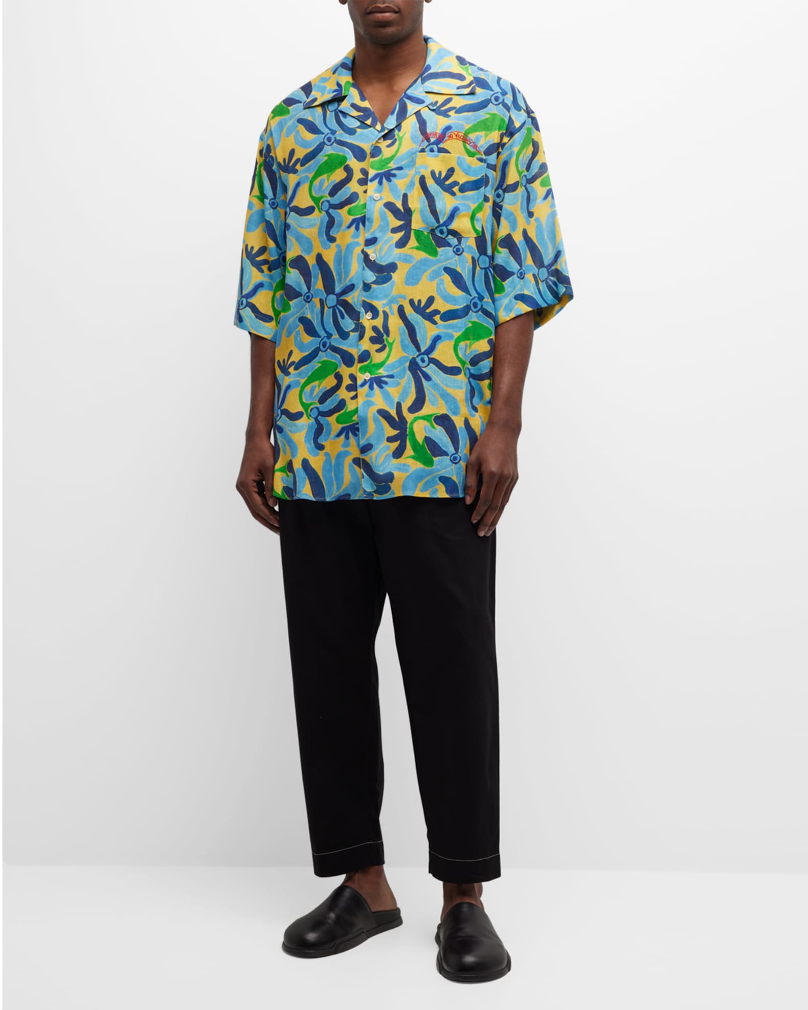 Marni x No Vacancy Inn Men's Chippy Fishes Camp Shirt | Neiman Marcus