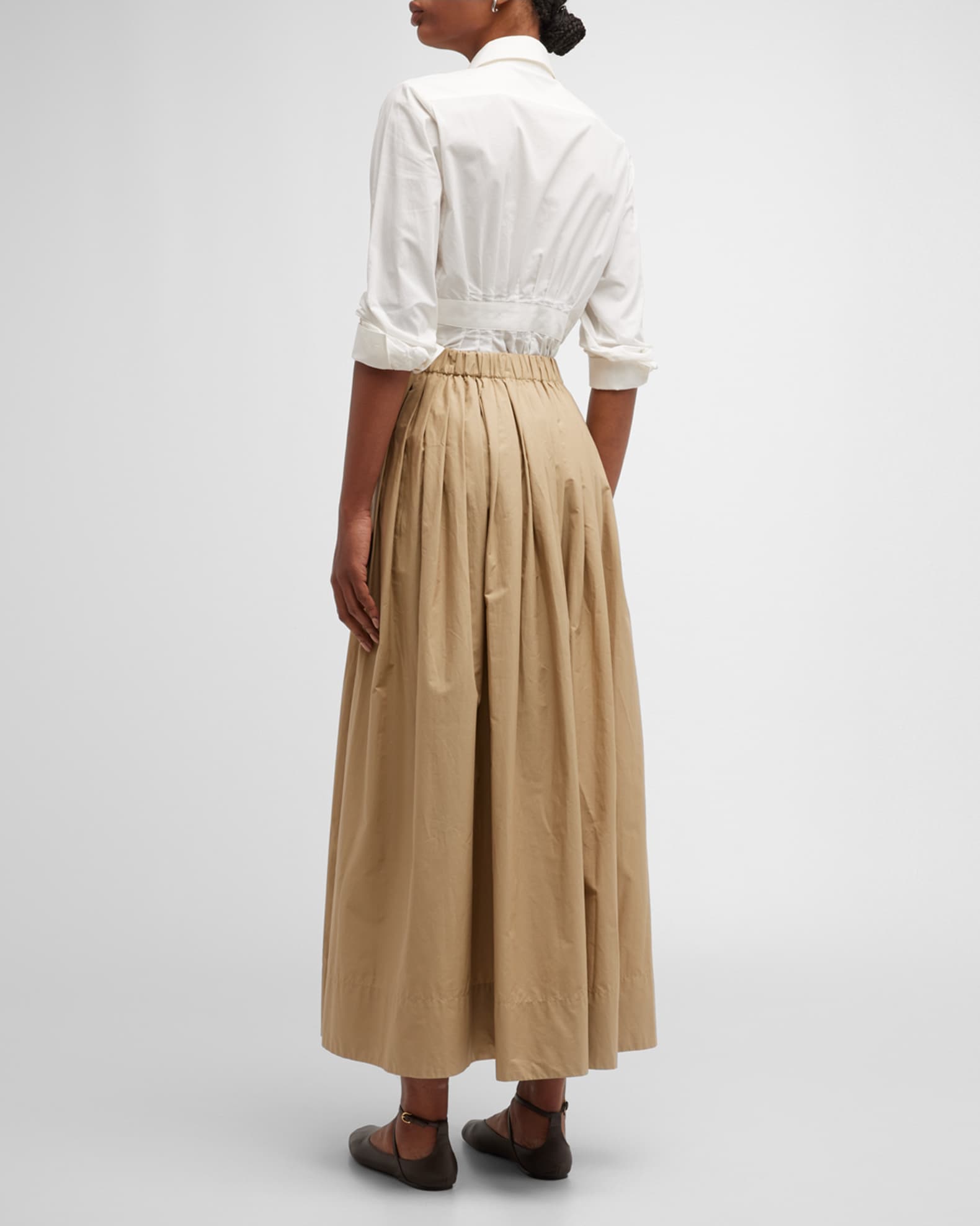 Co Pleated-Back Collared Utility Shirt | Neiman Marcus