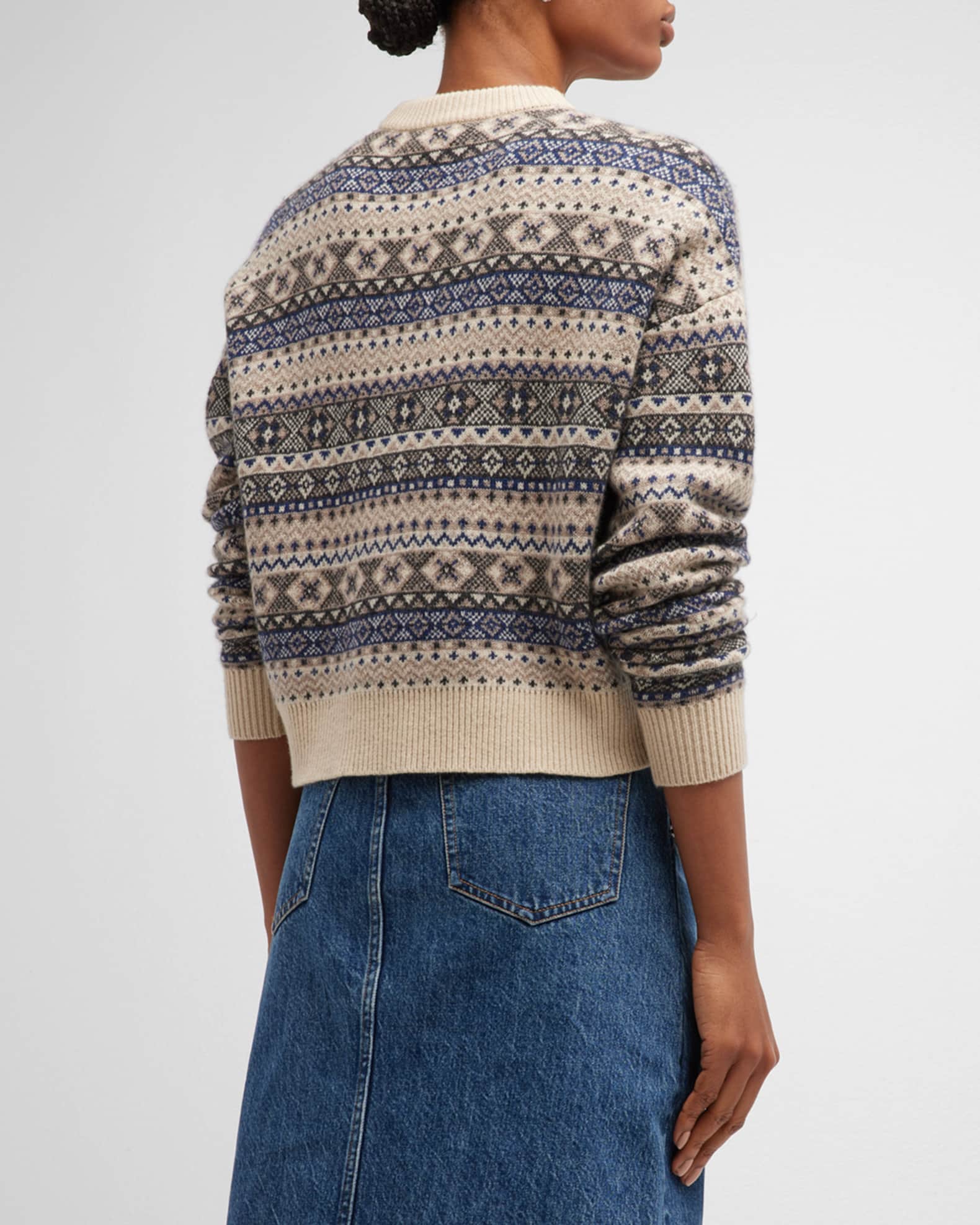 Co Crewneck Fair Isle Cashmere Sweater | Neiman Marcus