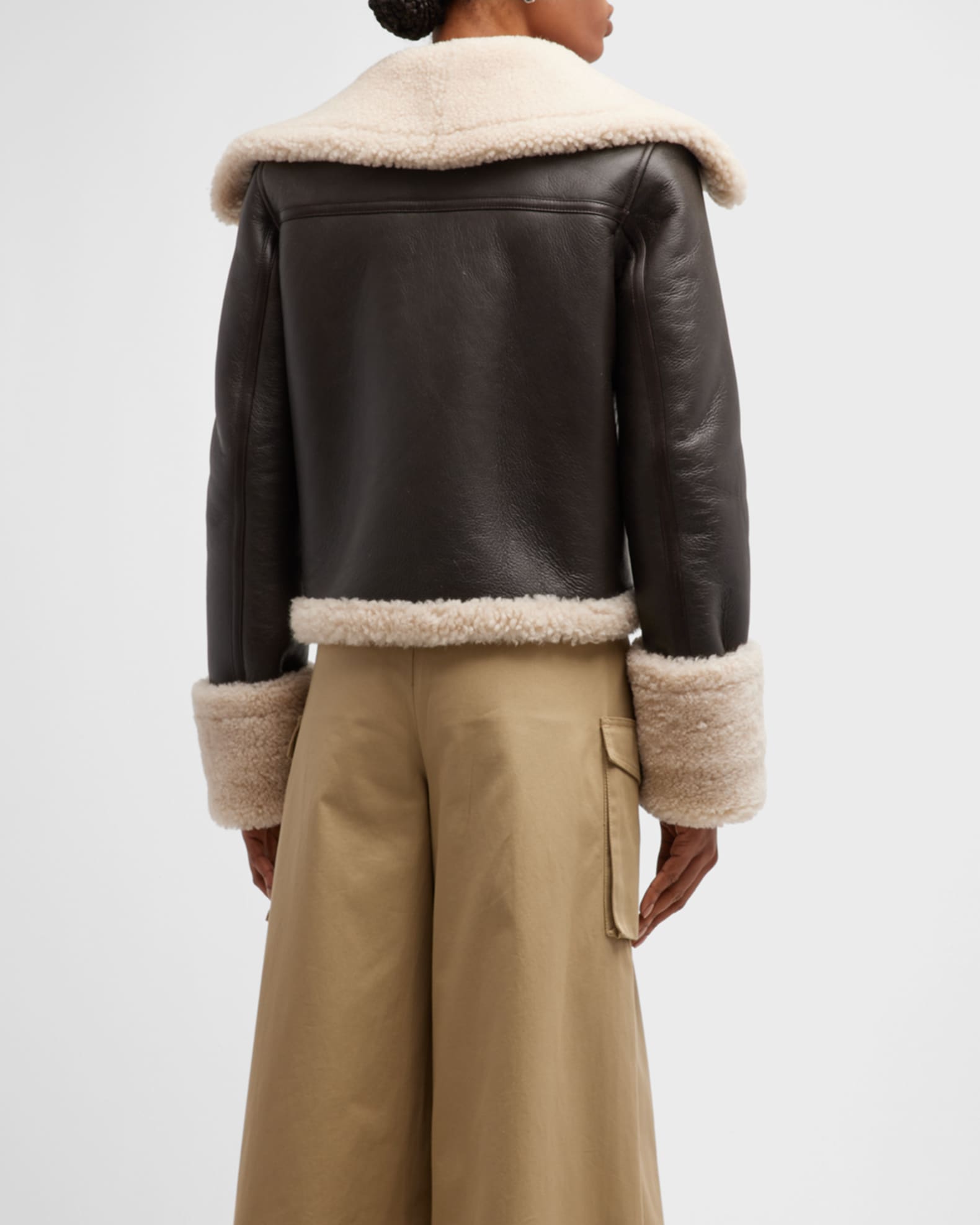 Co Sheep Shearling Crop Moto Jacket | Neiman Marcus
