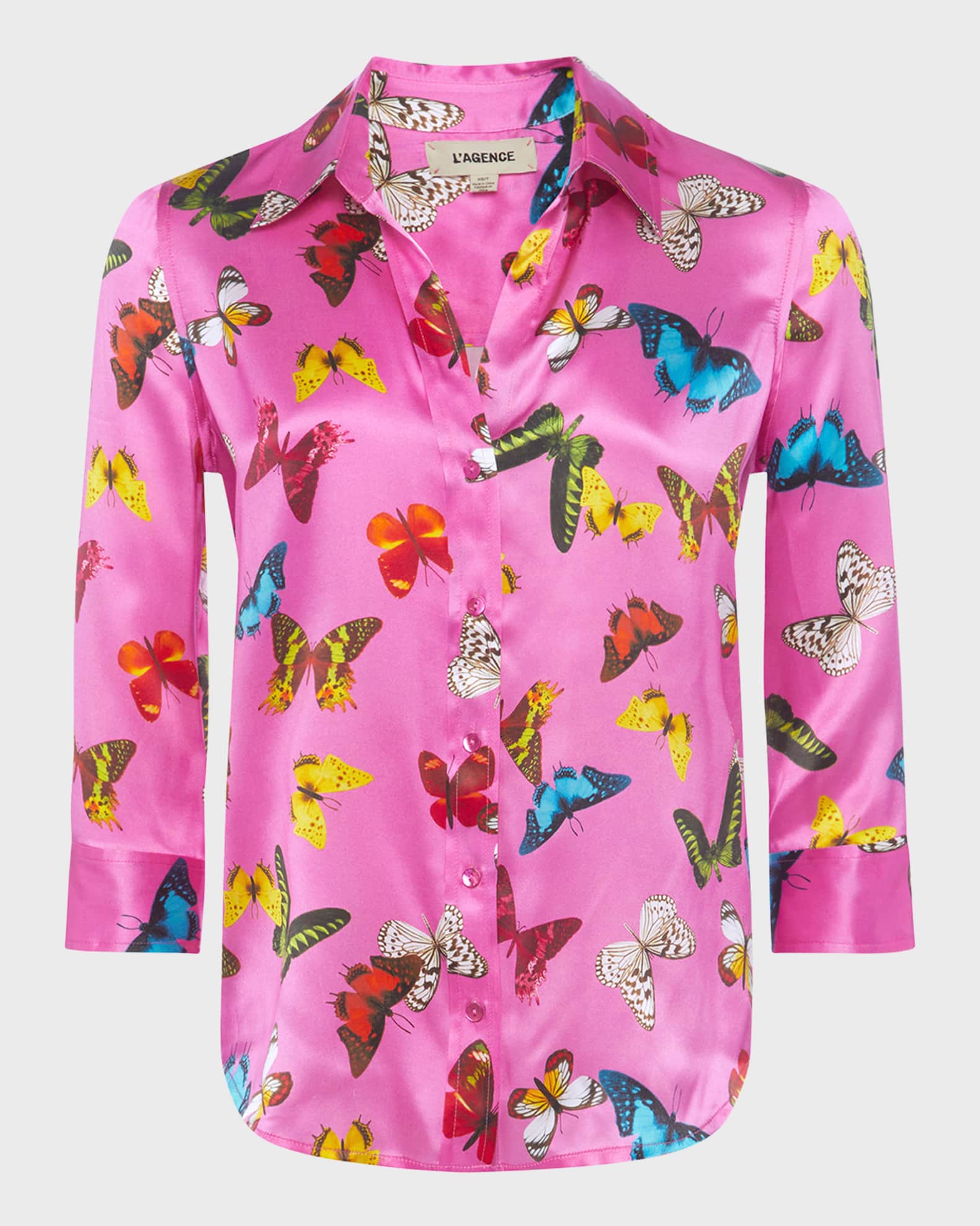 L'Agence Dani Butterflies Silk Blouse | Neiman Marcus