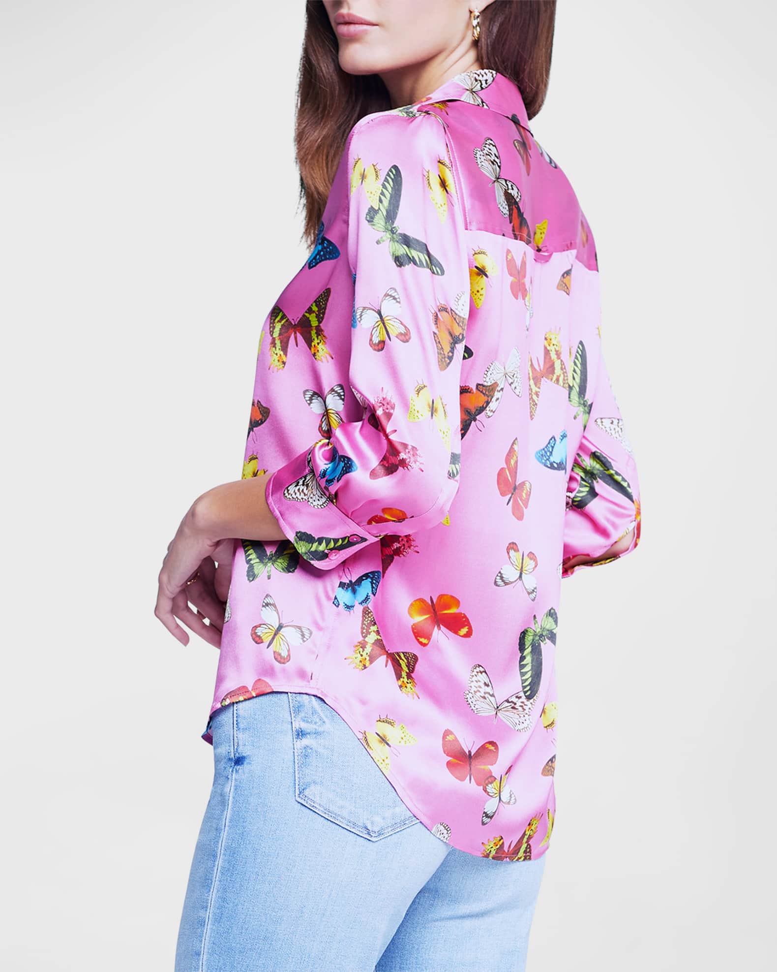 L'Agence Dani Butterflies Silk Blouse | Neiman Marcus