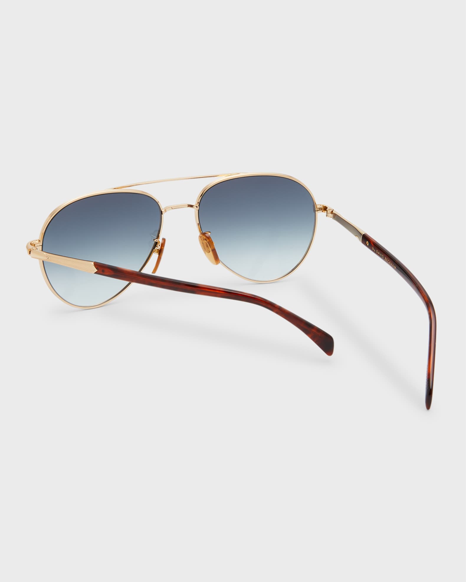 David Beckham Men's Metal Double-Bridge Aviator Sunglasses | Neiman Marcus