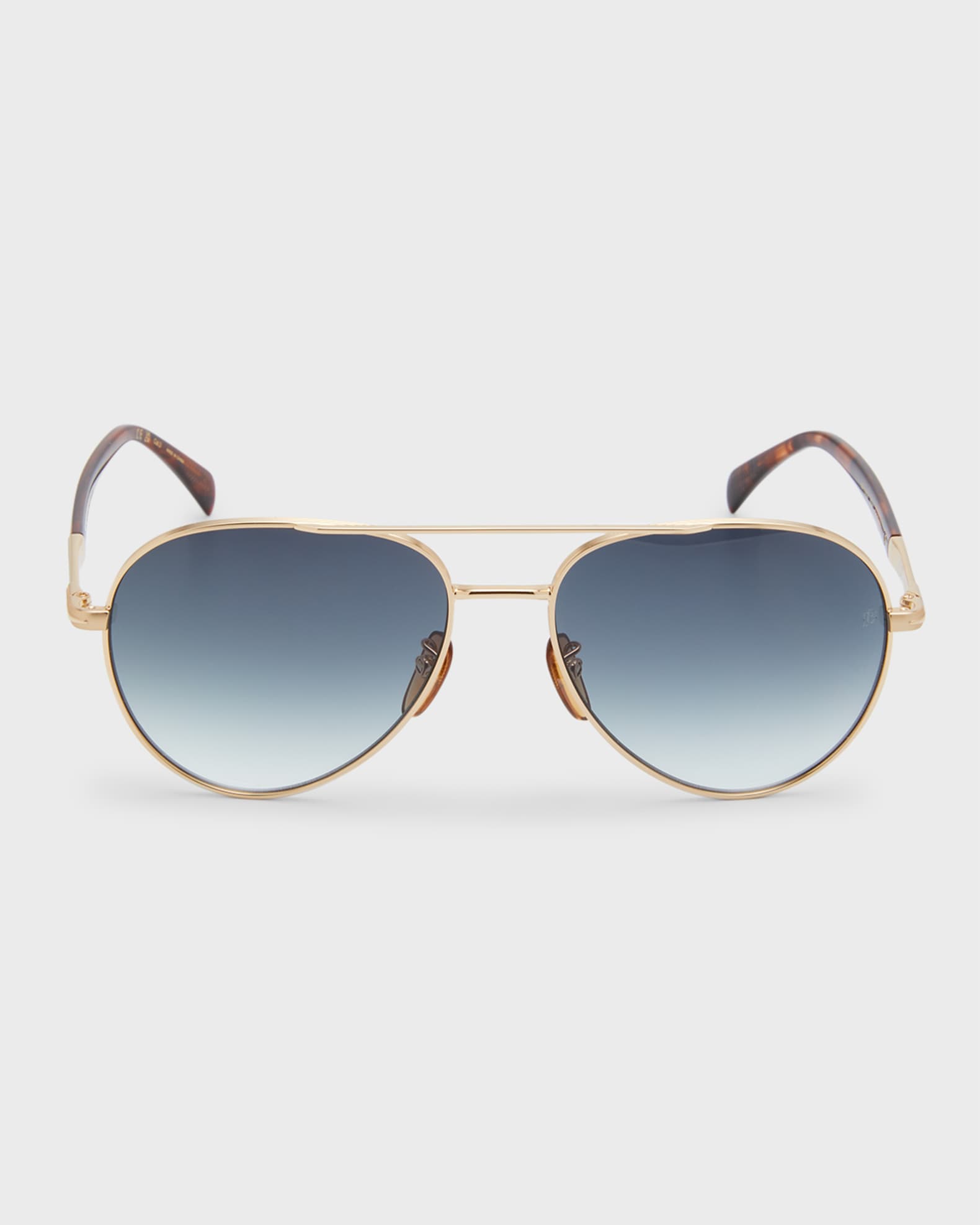 David Beckham Men's Metal Double-Bridge Aviator Sunglasses | Neiman Marcus