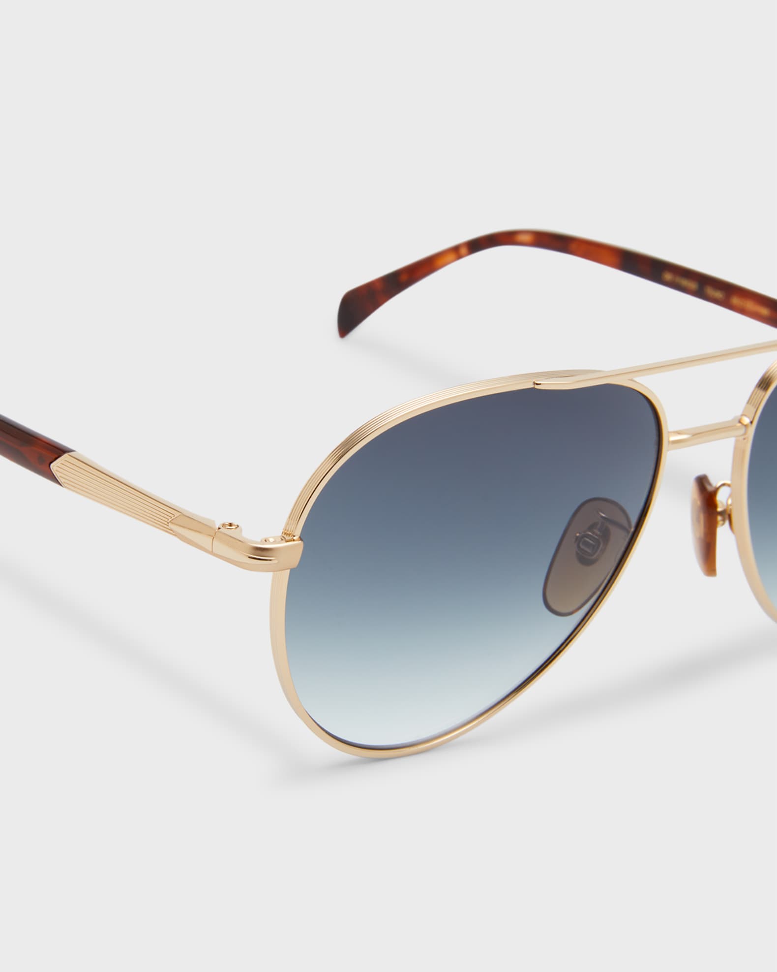 David Beckham Men's Metal Double-Bridge Aviator Sunglasses | Neiman Marcus