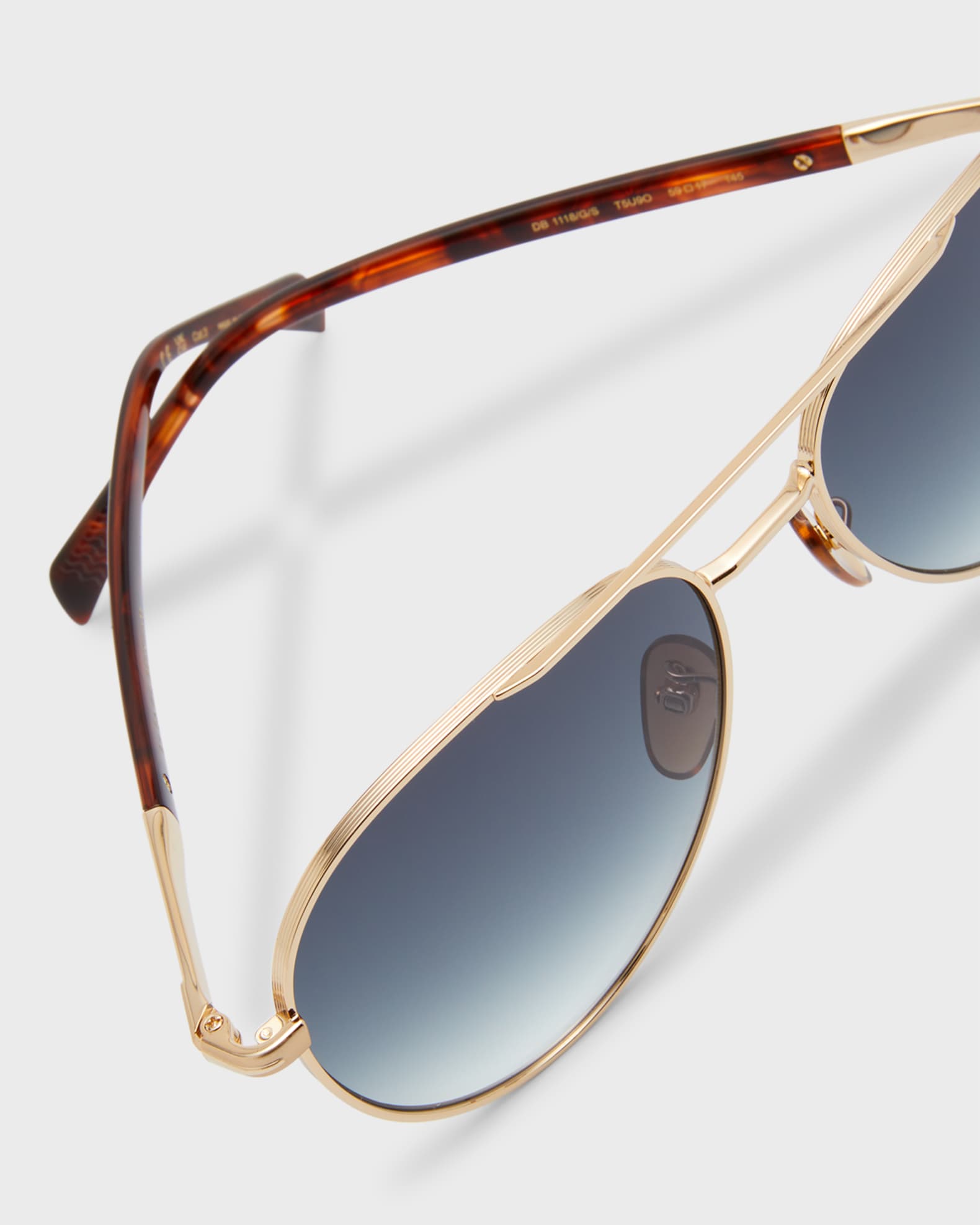 David Beckham Men's Metal Double-Bridge Aviator Sunglasses | Neiman Marcus