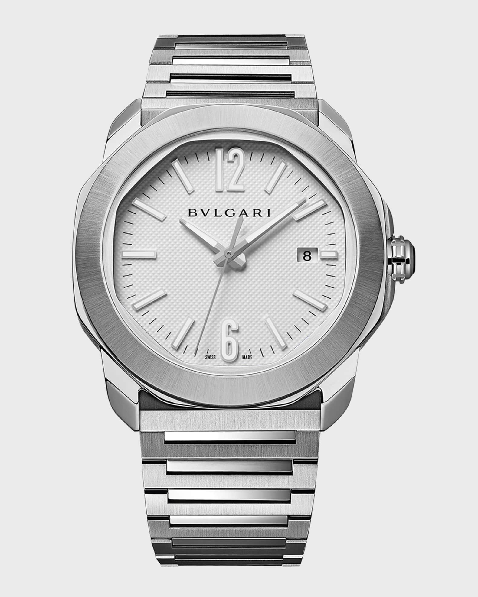 BVLGARI 41mm Octo Roma Automatic Watch with White Dial | Neiman Marcus