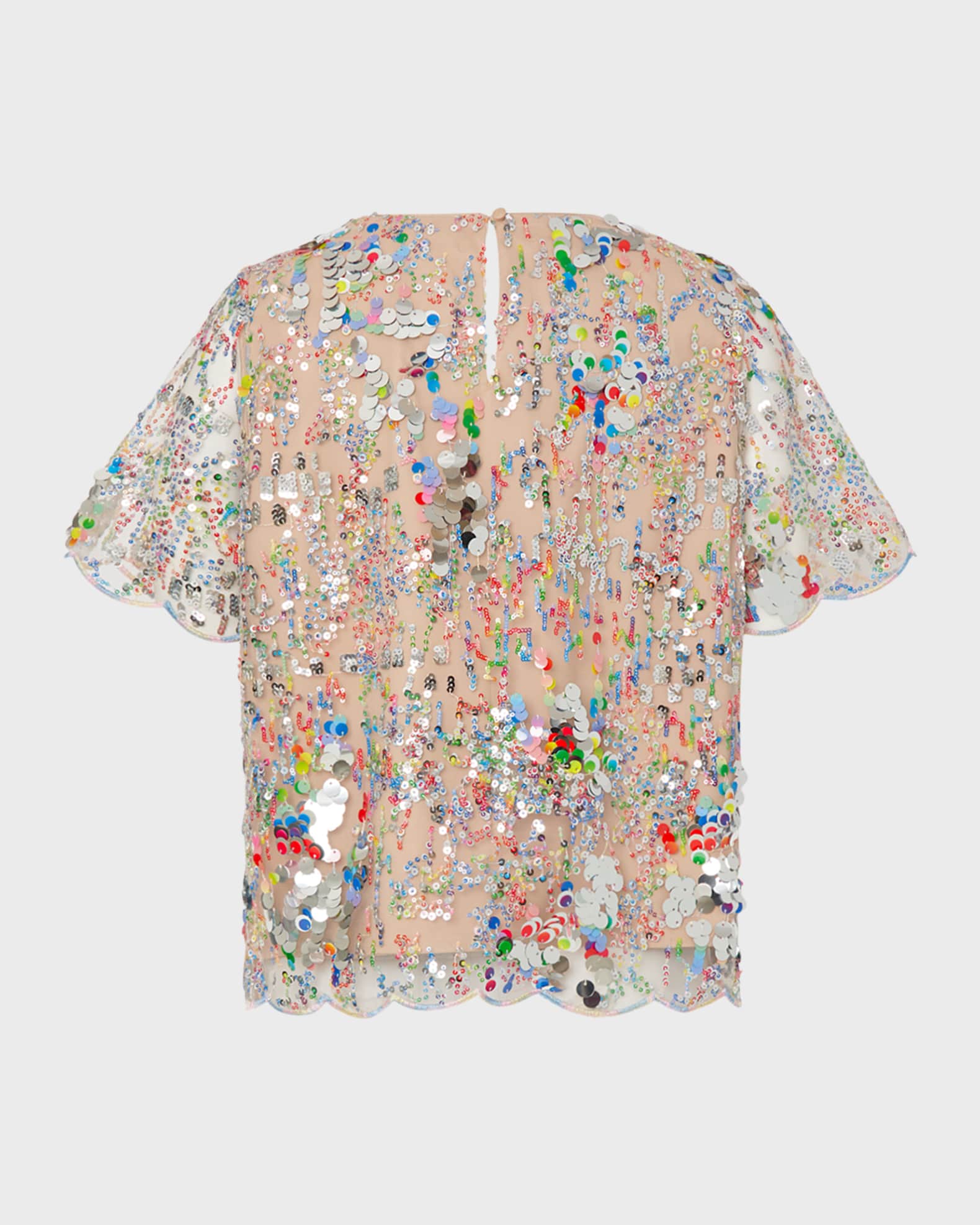 Milly Katelynn Scalloped Sequin Tee | Neiman Marcus