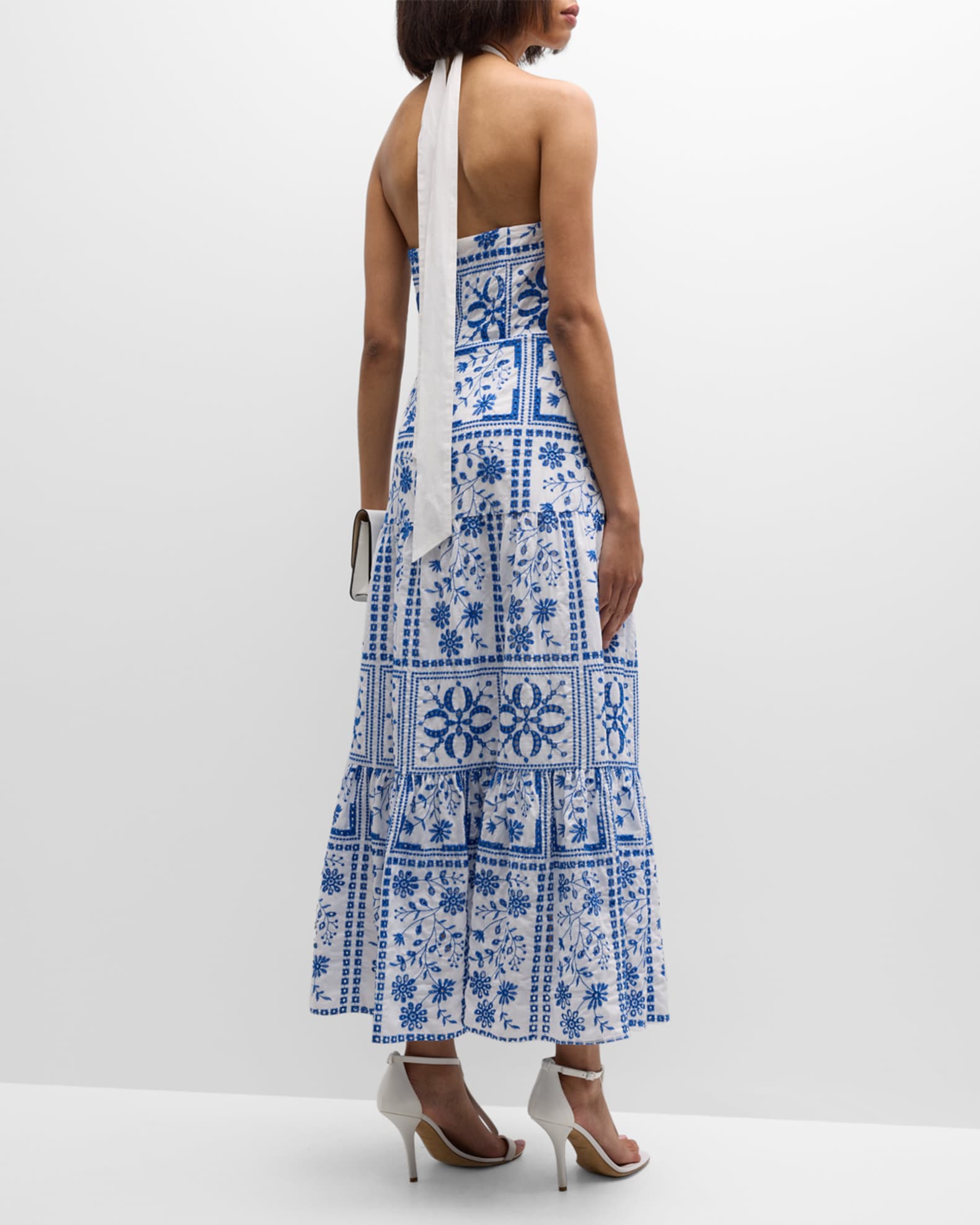 Milly Hayden Embroidered Eyelet Halter Maxi Dress | Neiman Marcus