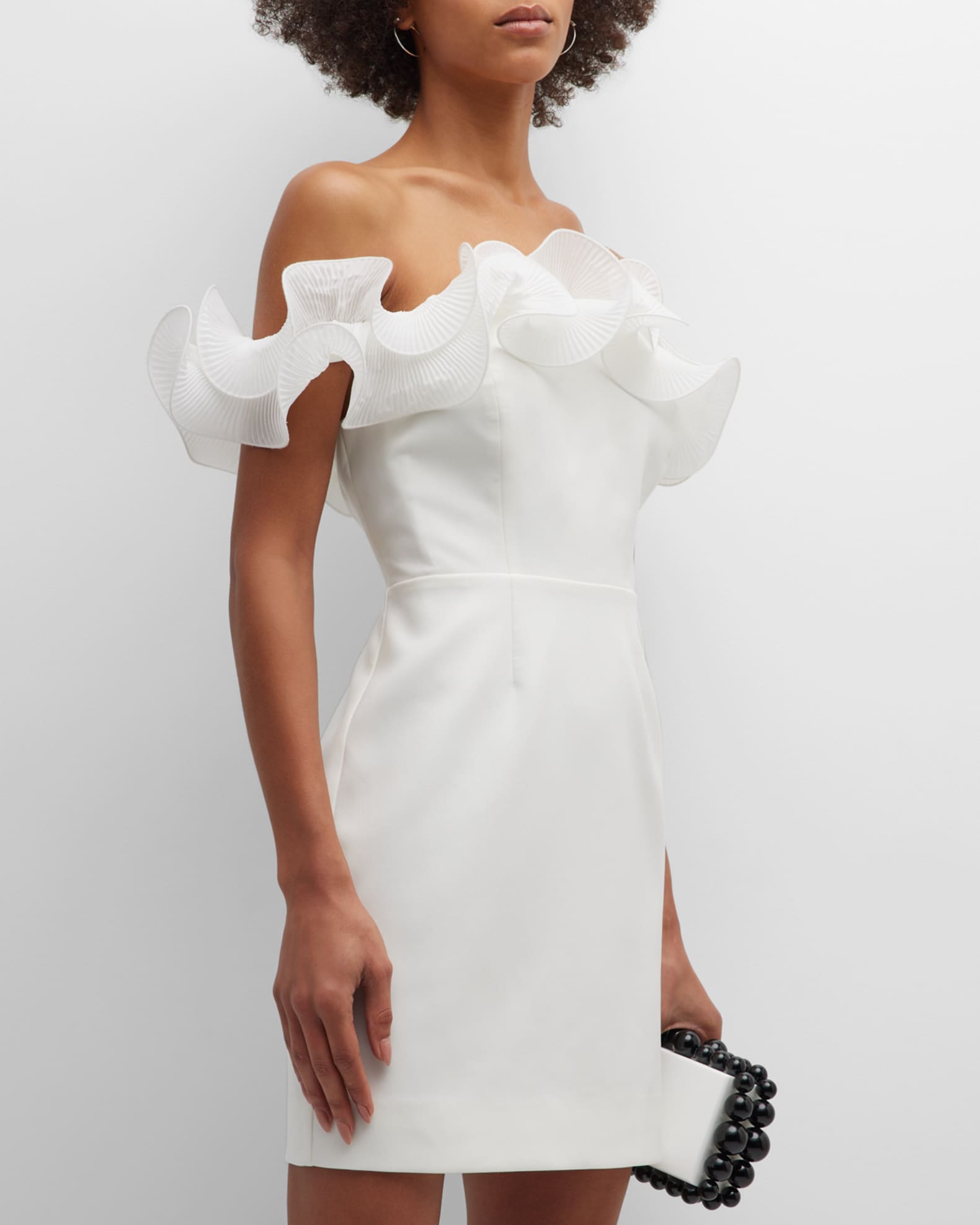 Milly Gizelle Off-Shoulder Ruffle Mini Dress | Neiman Marcus