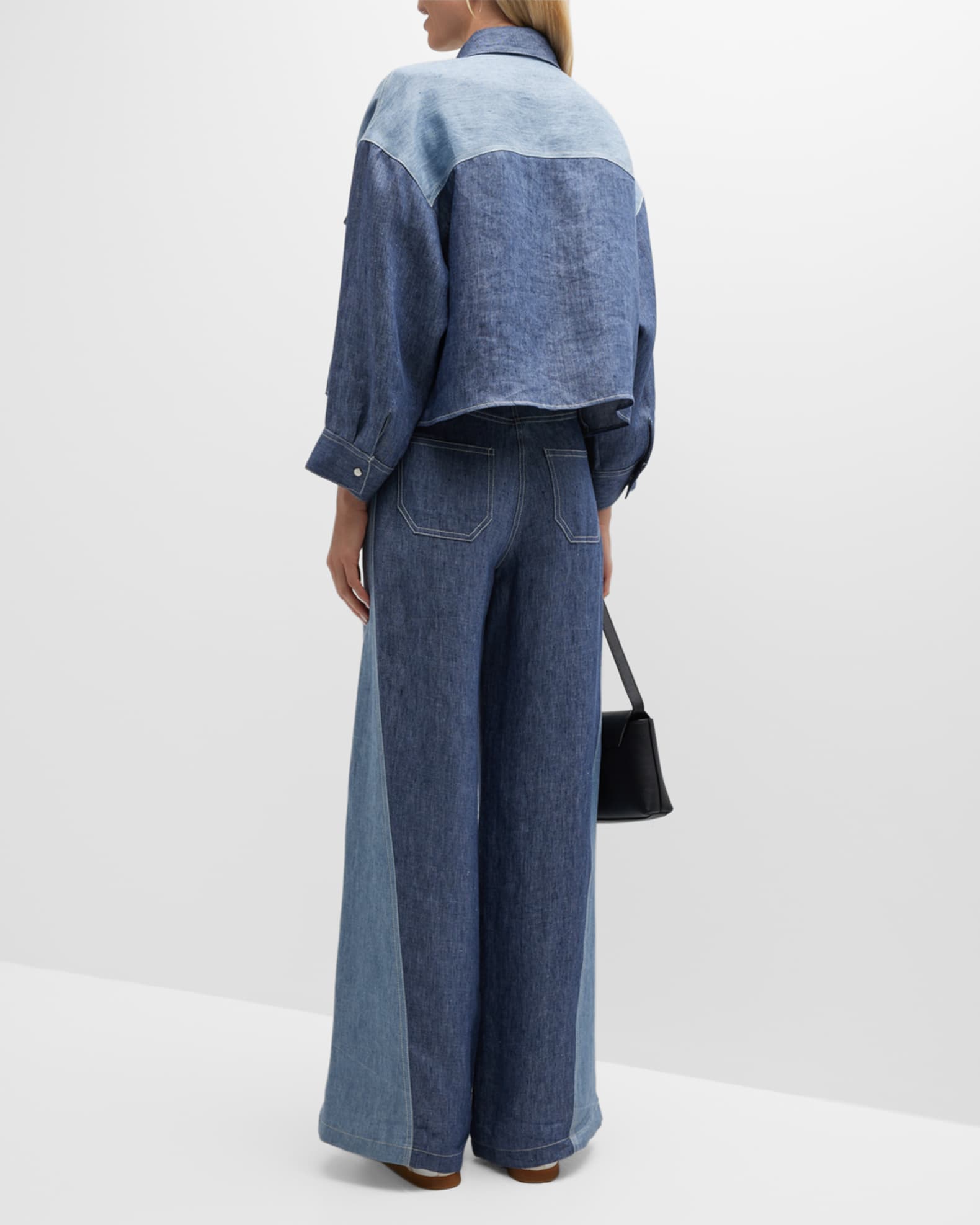 TWP Next Ex Cropped Colorblock Western Shirt | Neiman Marcus