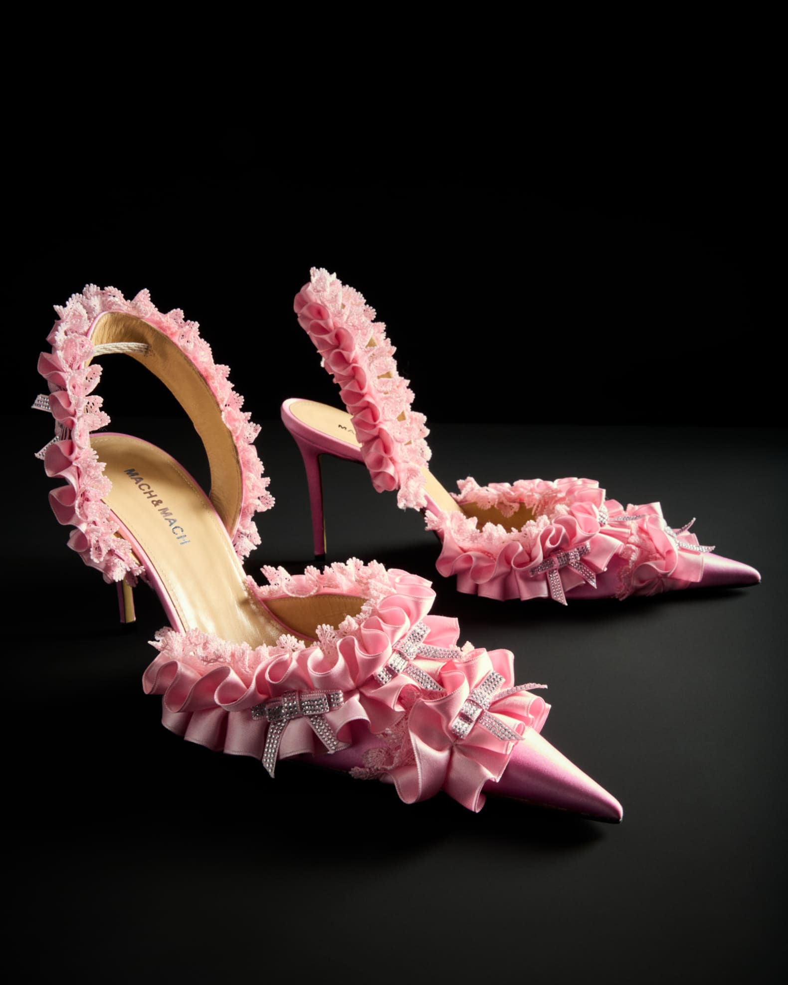 MACH & MACH Beauty Of Antoinette Ruffle Bow Slingback Pumps | Neiman Marcus
