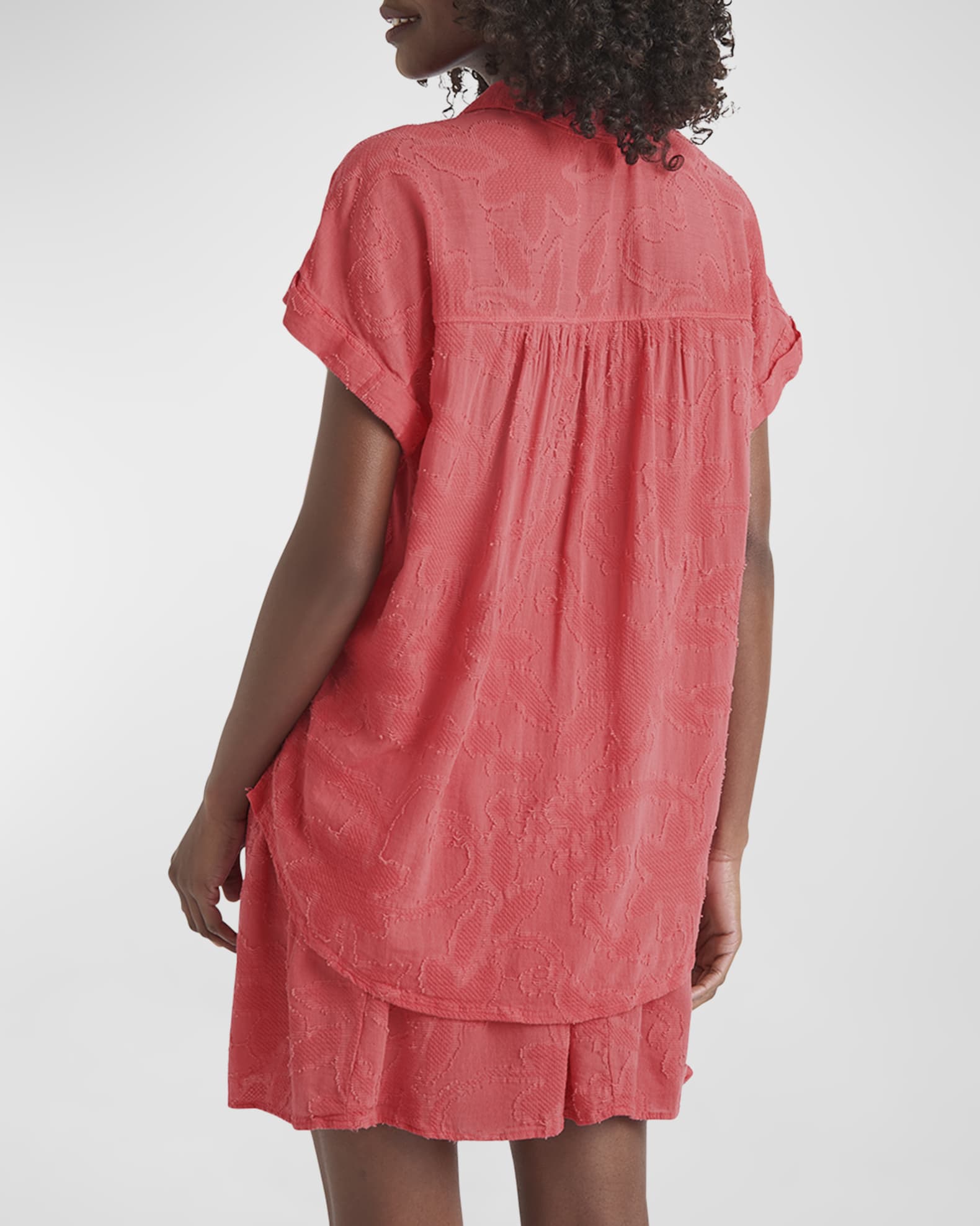 Splendid Kathryn Jacquard Short-Sleeve Button-Front Shirt | Neiman Marcus