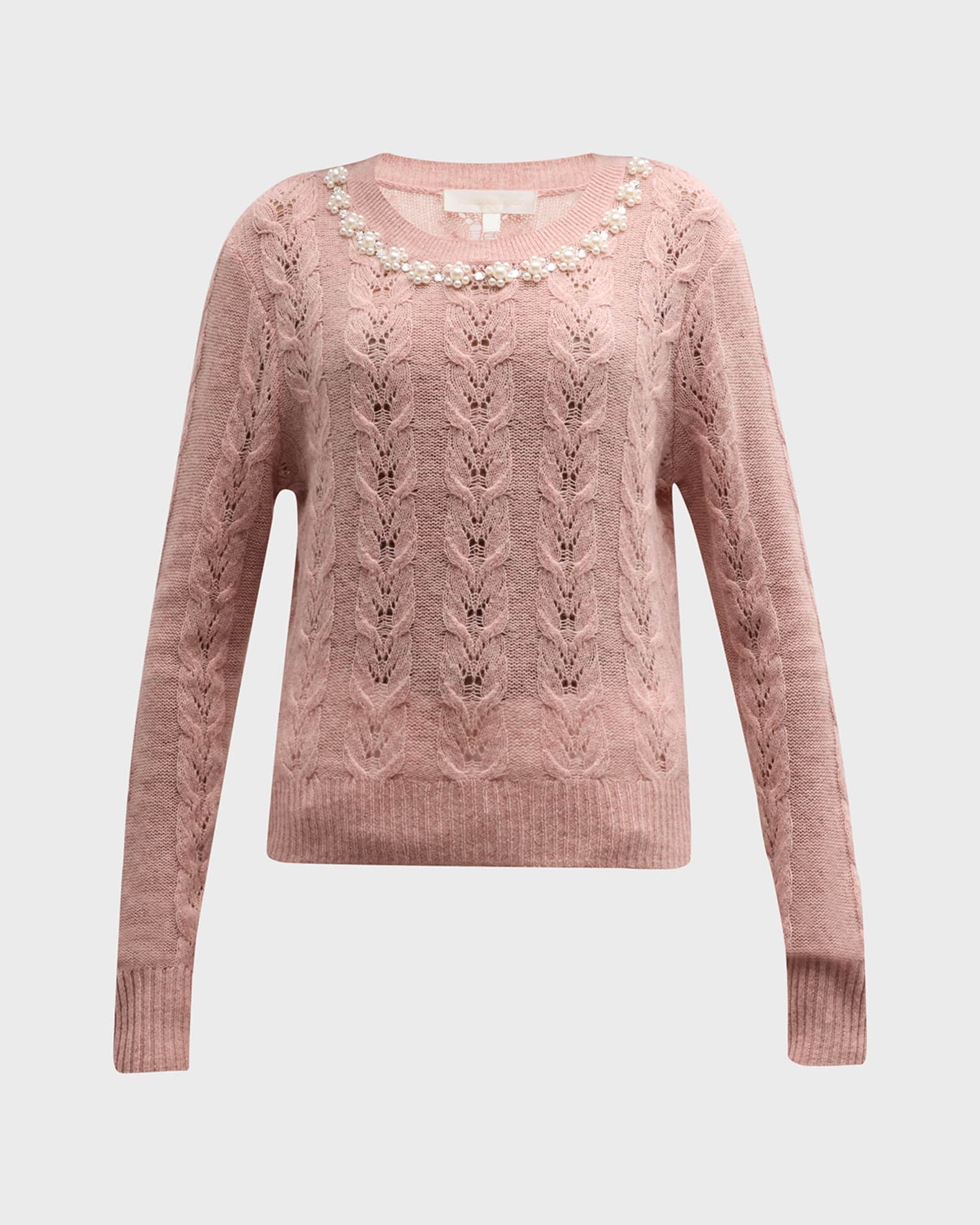 LoveShackFancy Linus Pearl Wool-Cashmere Sweater | Neiman Marcus