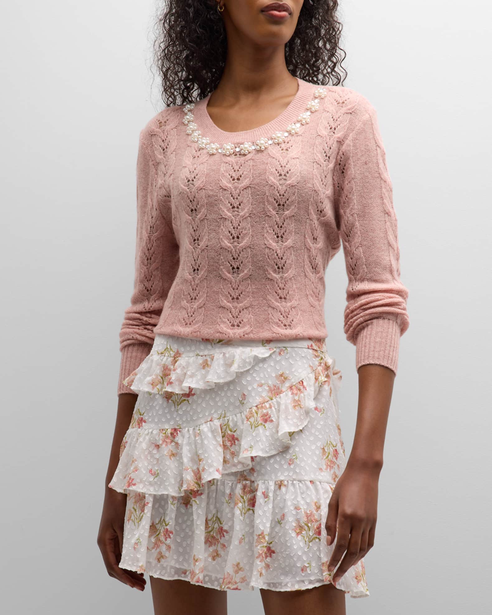 LoveShackFancy Linus Pearl Wool-Cashmere Sweater | Neiman Marcus