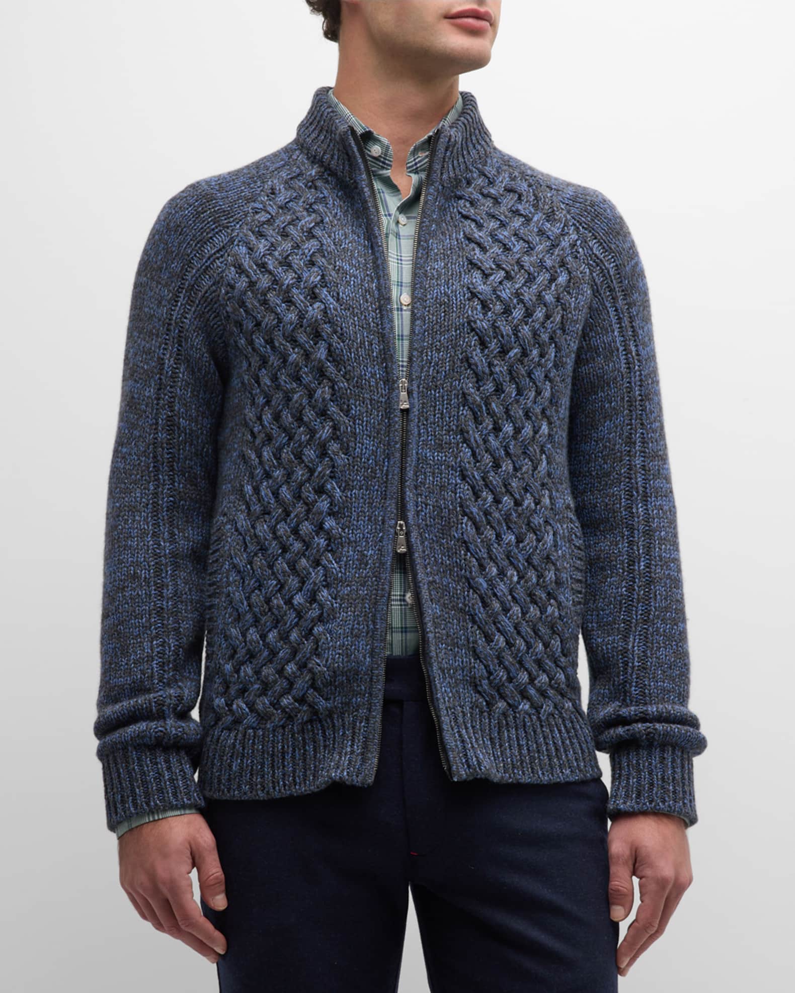 Isaia Men's Cashmere Knit Full-Zip Sweater | Neiman Marcus