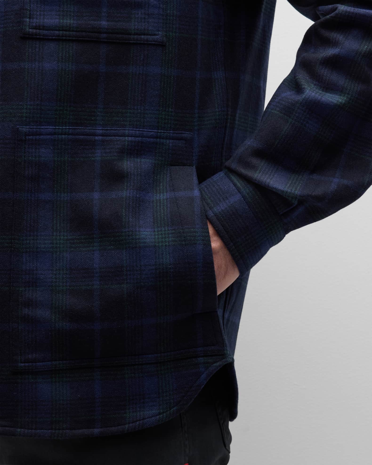 Isaia Men's Wool-Cashmere Plaid Overshirt | Neiman Marcus