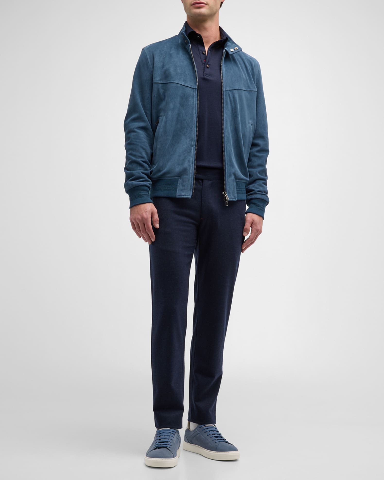 Isaia Men's Suede Blouson Jacket | Neiman Marcus