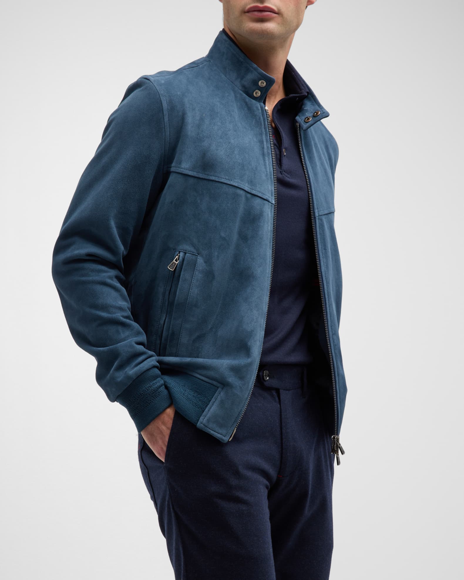 Isaia Men's Suede Blouson Jacket | Neiman Marcus