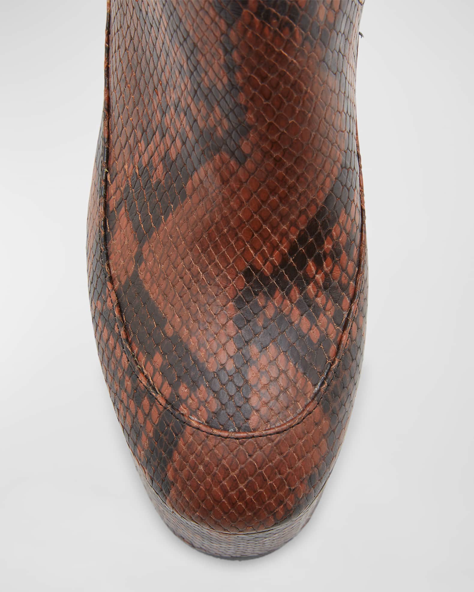 Dries Van Noten Python-Embossed Platform Ankle Booties | Neiman Marcus