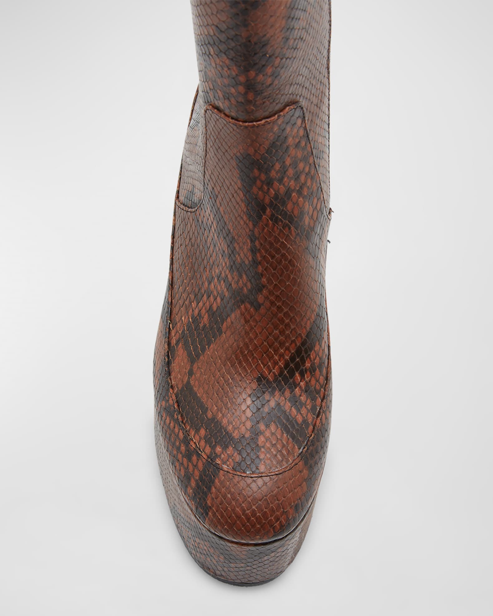 Dries Van Noten Python-Embossed Platform Ankle Booties | Neiman Marcus