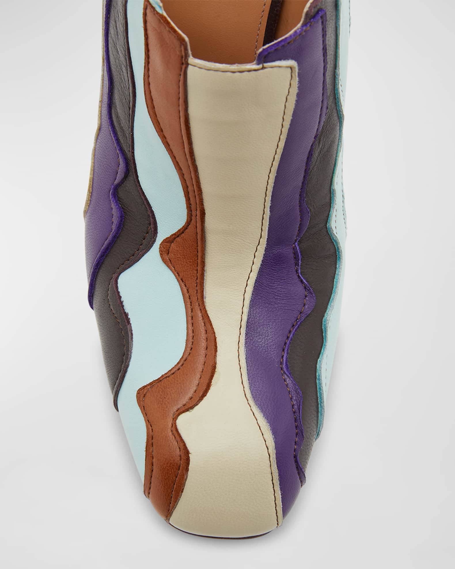 Dries Van Noten Patchwork Colorblock Metallic-Heel Mules | Neiman Marcus